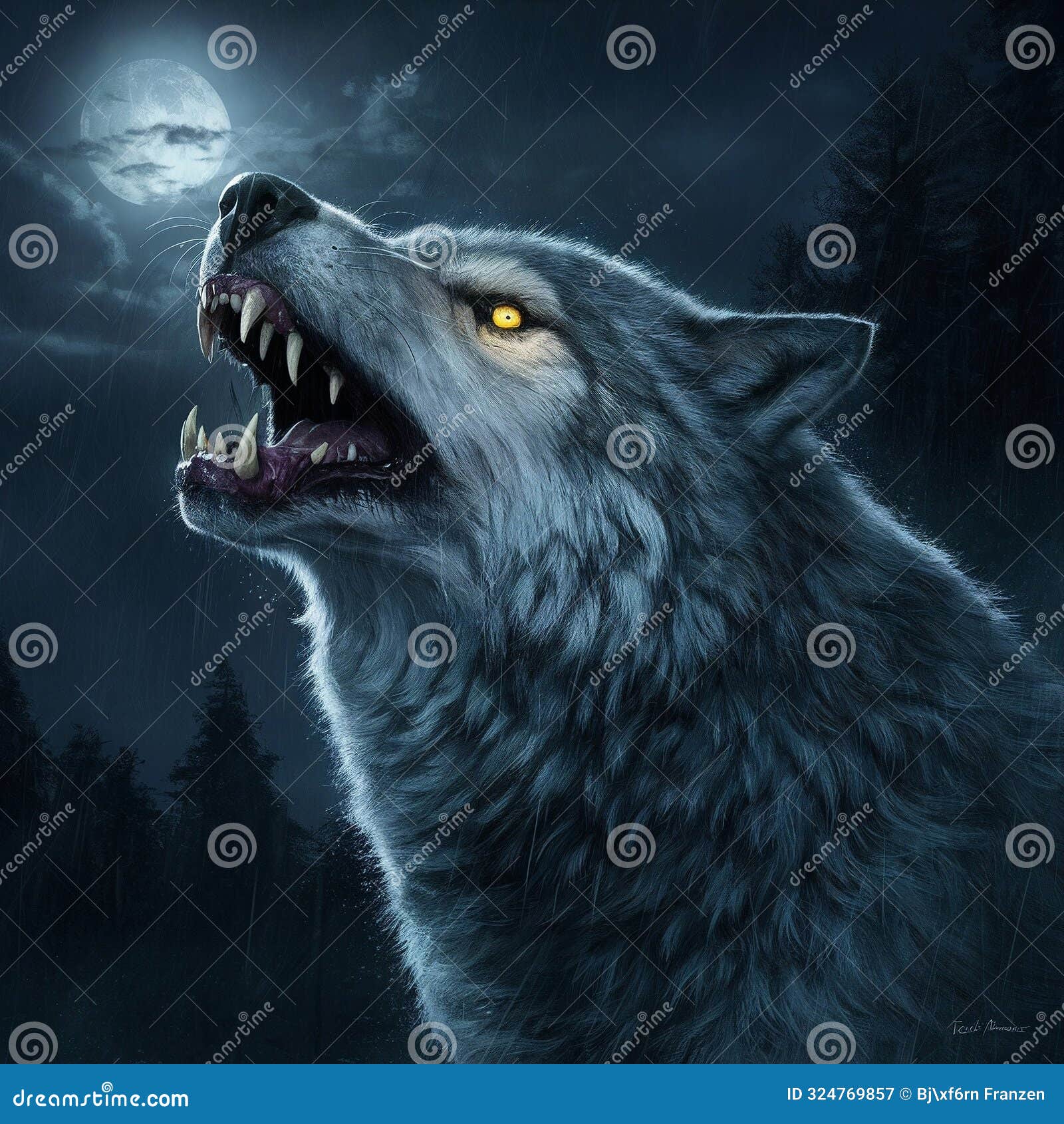 Angry mythical Wolf stock illustration. Illustration of howl - 324769857