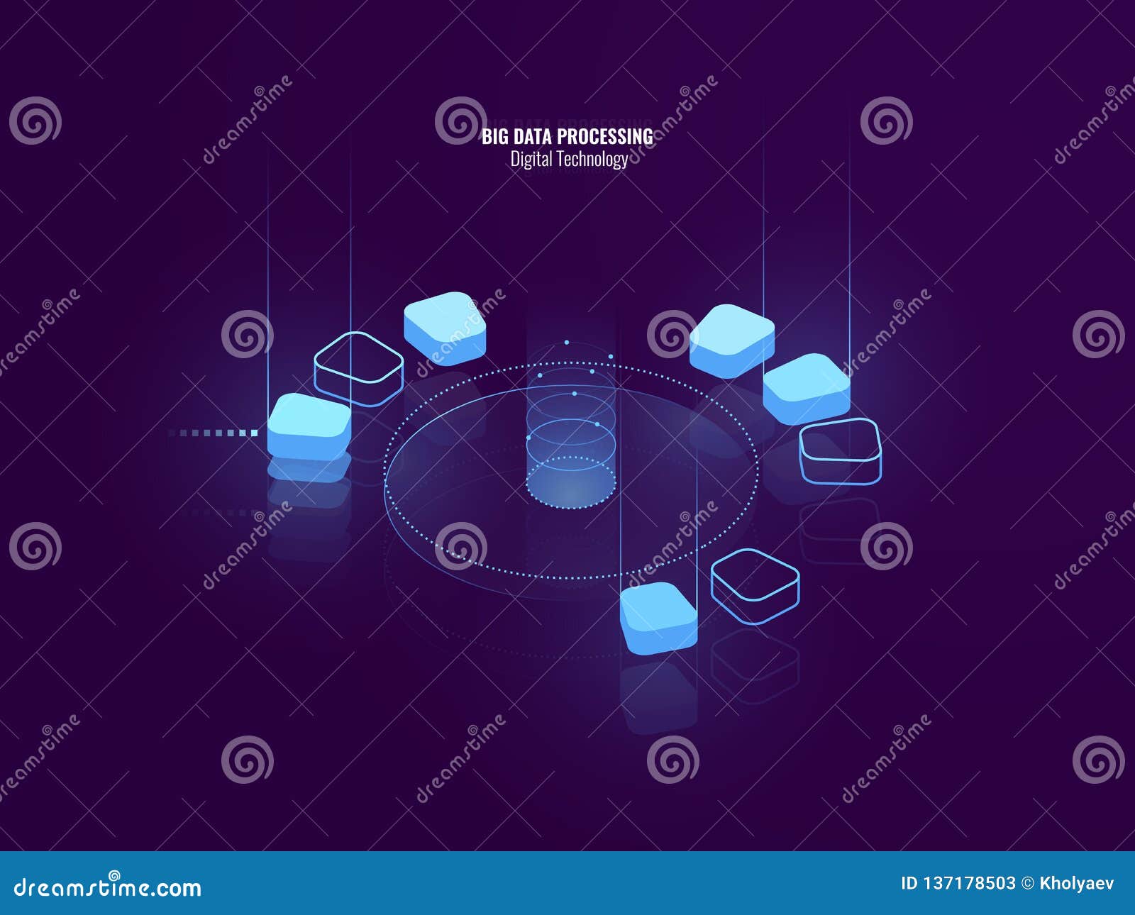 Awesome Isometric Banner of Digital Technology, Isometric Abstract Icon ...