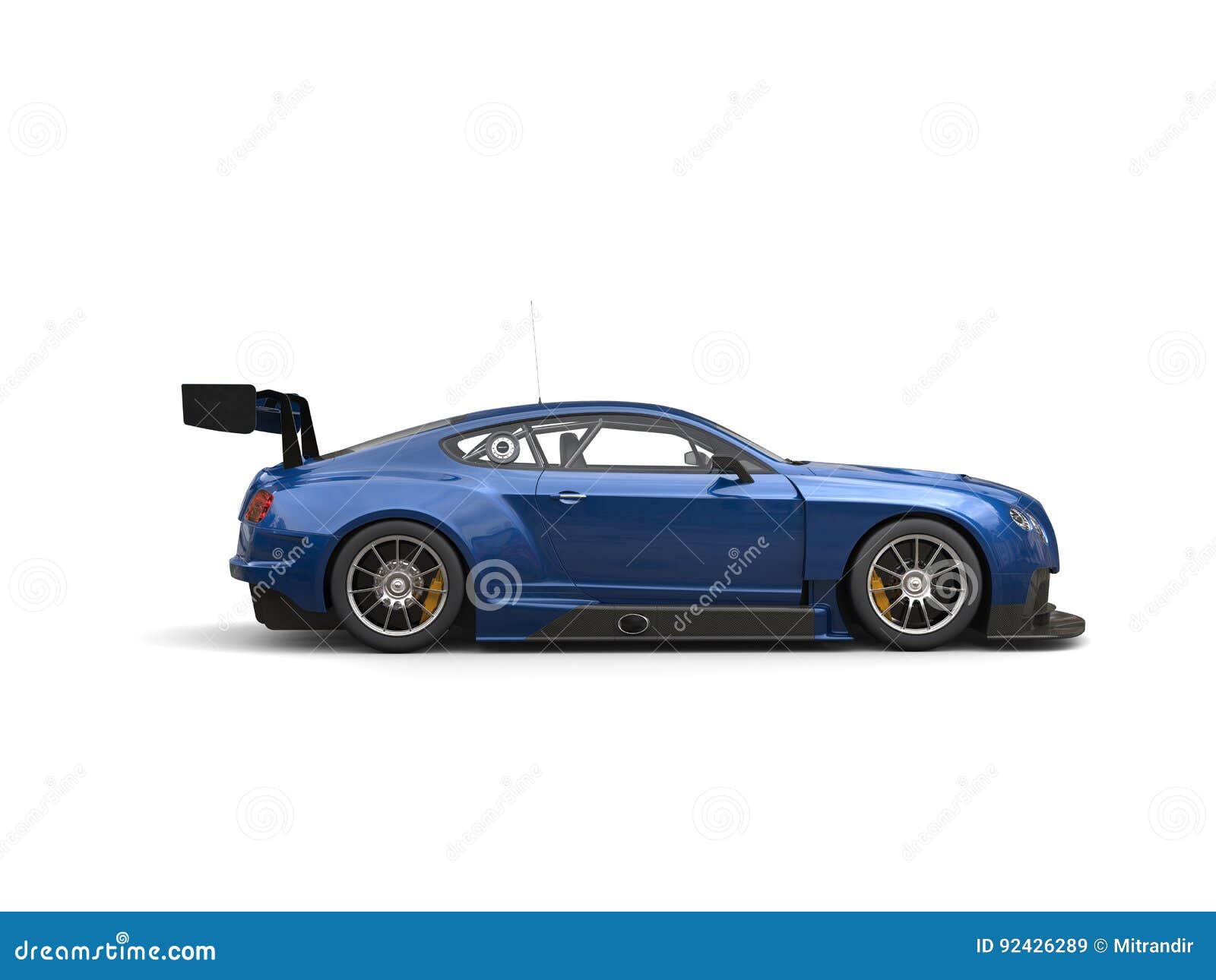 Blue Race Car With Green Windows And Orange Detailes And Grey Rear ...