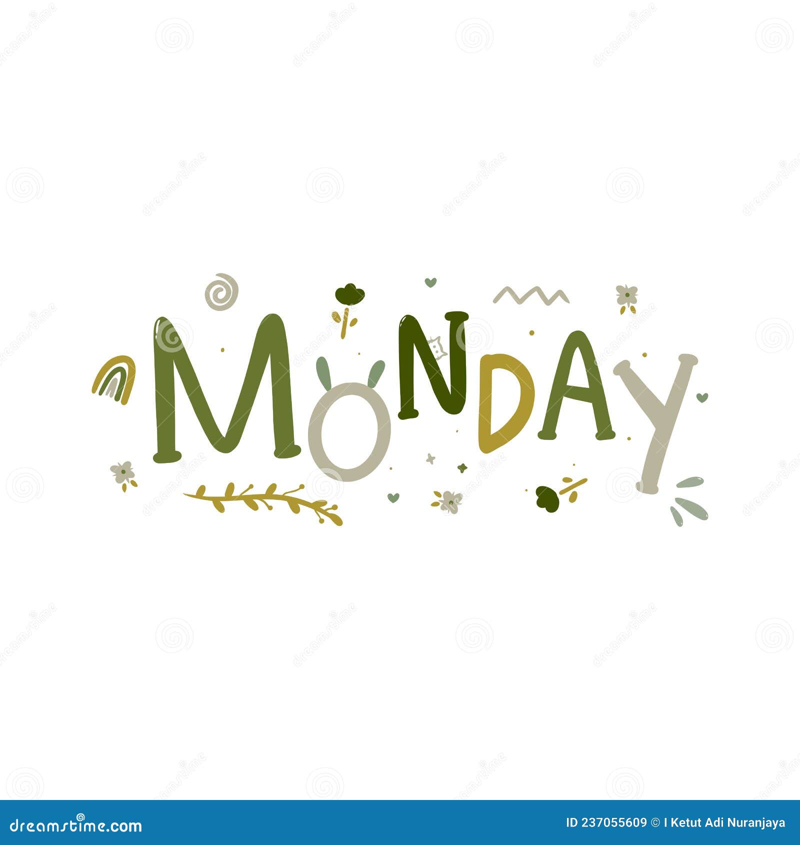 Awesome Monday Weekday Typography Doodle Vector Stock Vector ...