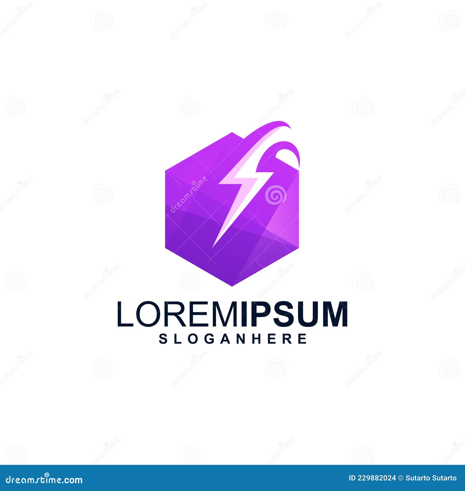 Awesome Polygon with Thunderbolt Logo Design Stock Illustration ...