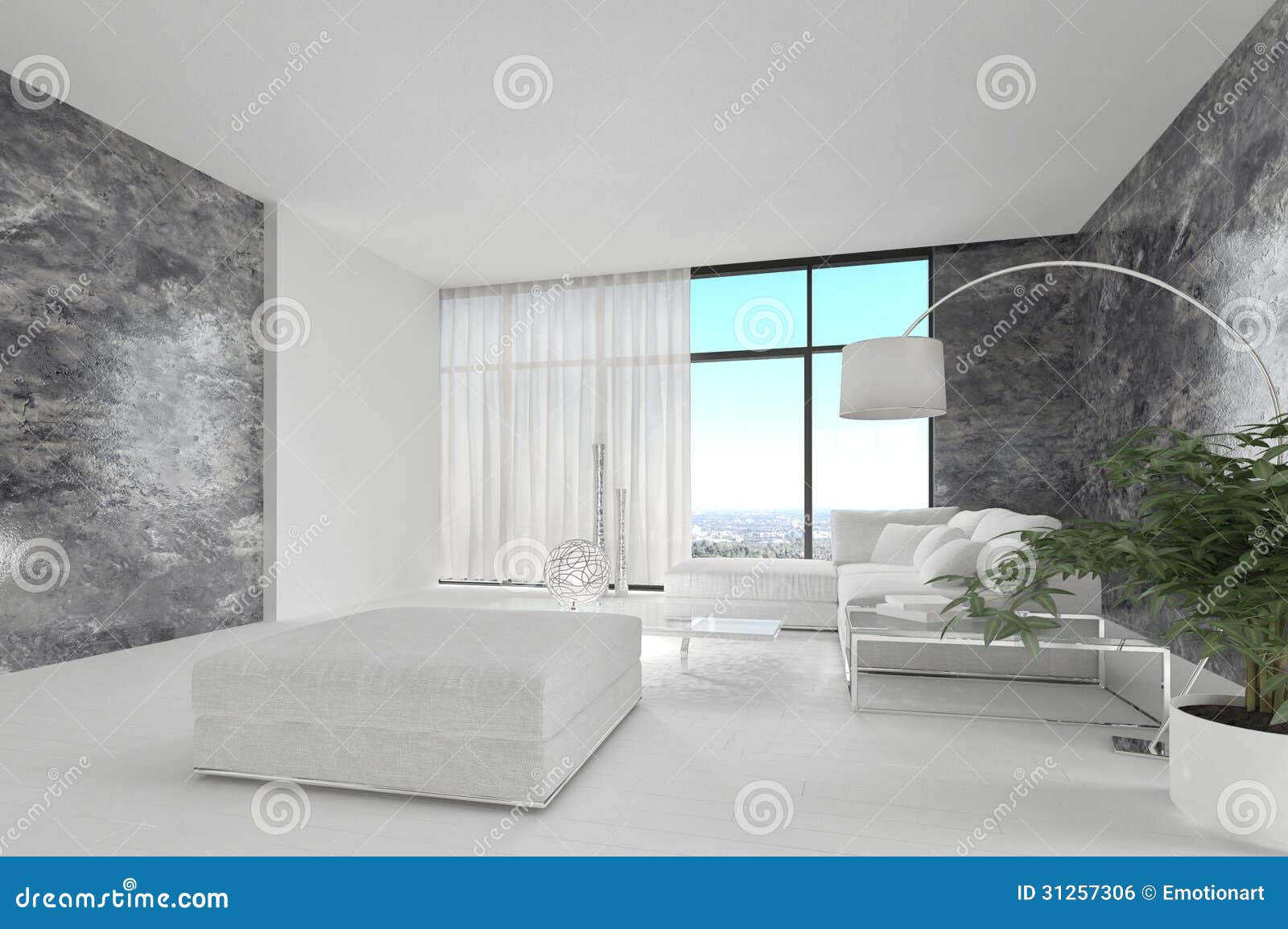 Awesome Pure White Loft Living Room | Architecture Interior Stock Photo ...