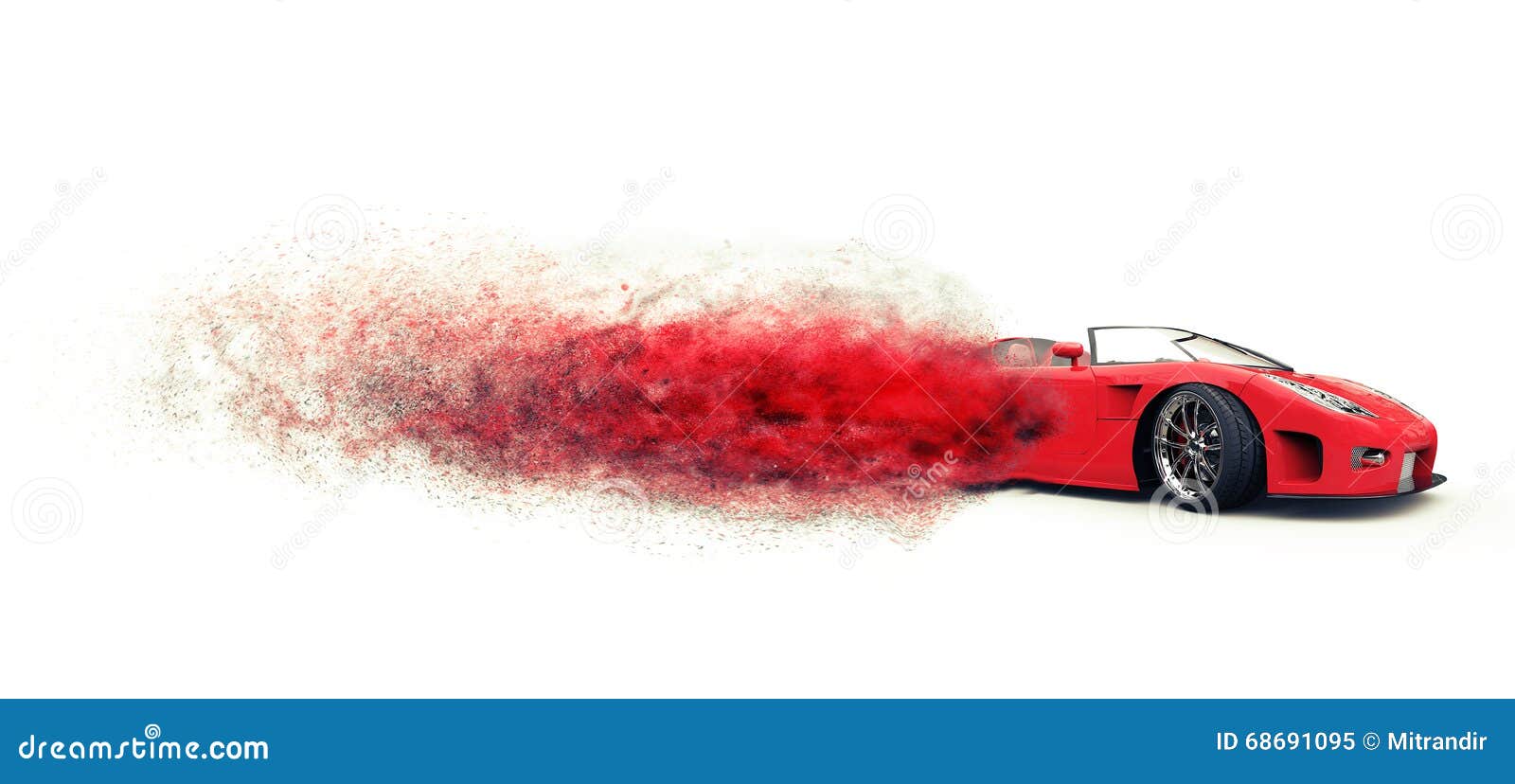 Awesome Red Sportscar Disintegrating Stock Image - Image of effect ...