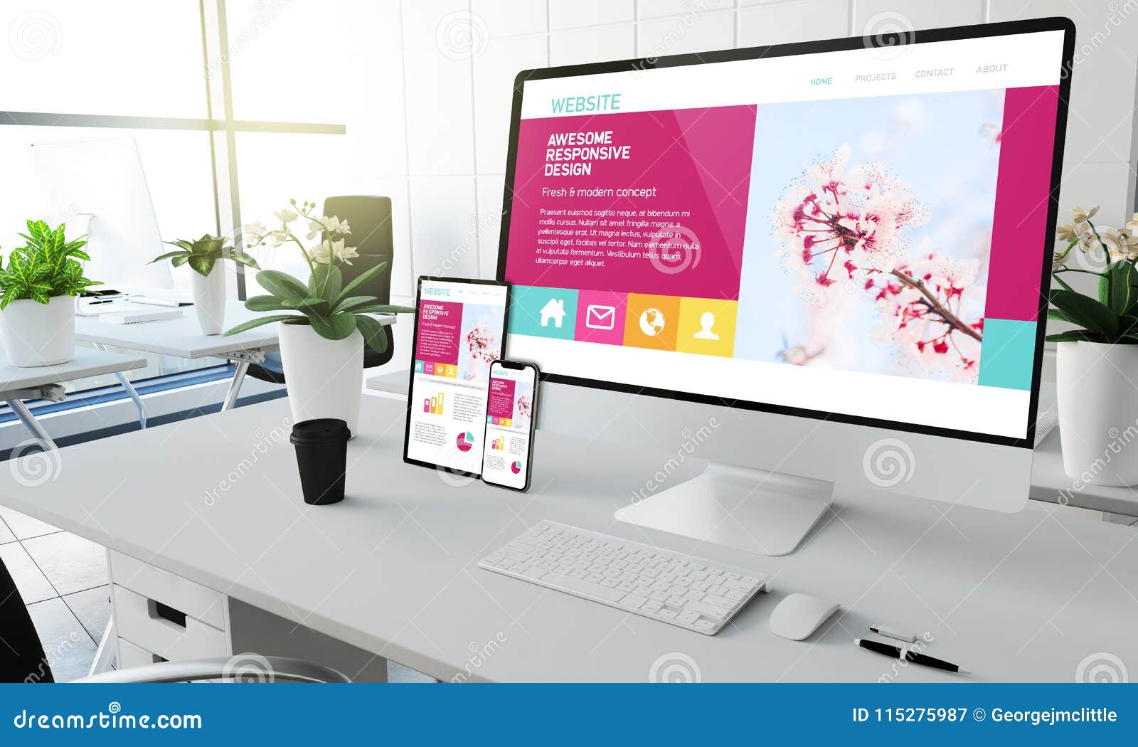 Awesome Responsive Design Devices Mockup Stock Illustration ... Awesome Responsive Design Devices Mockup Stock Illustration ...