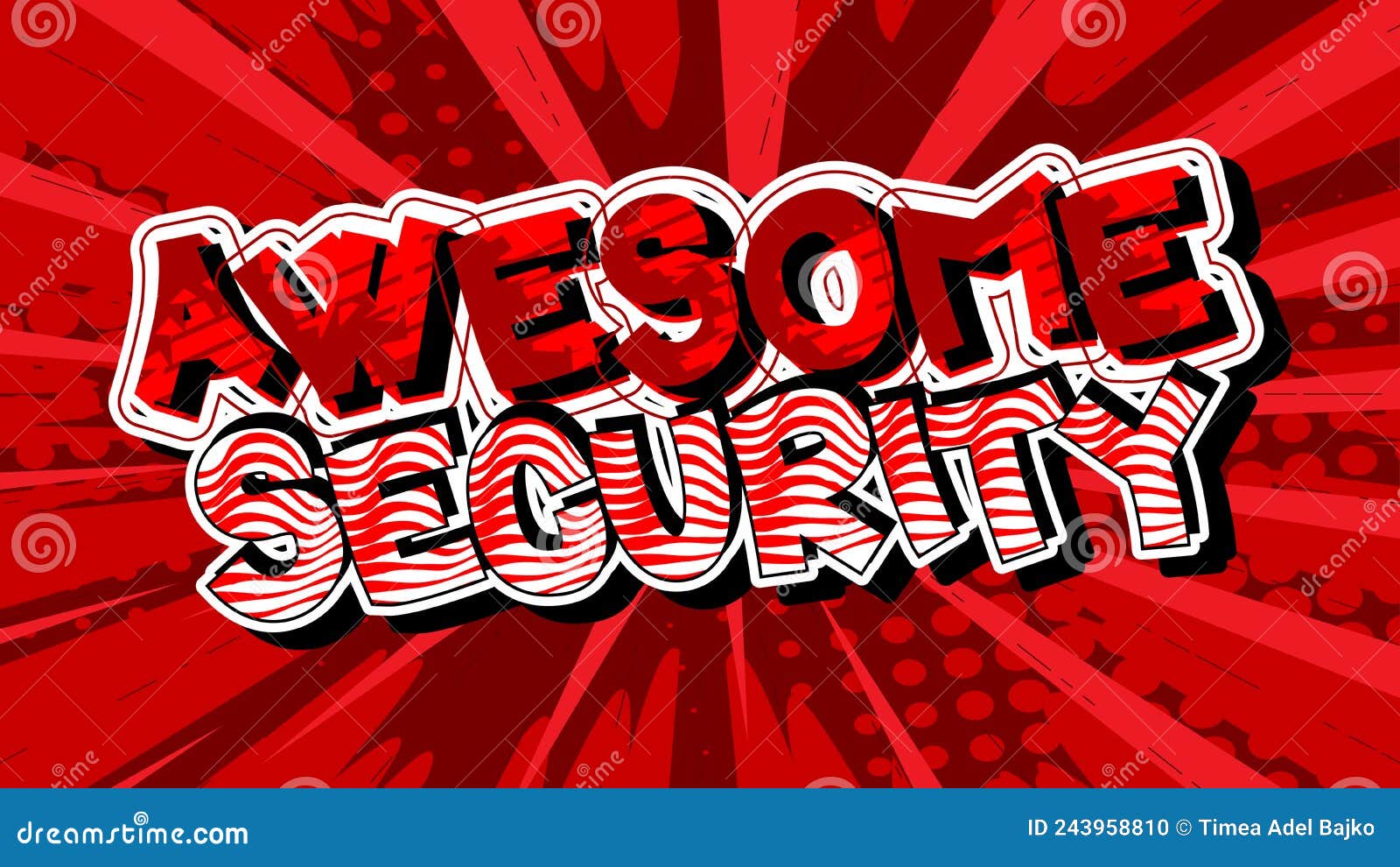 Awesome Security. Comic Book Word Text on Abstract Comics Background ...