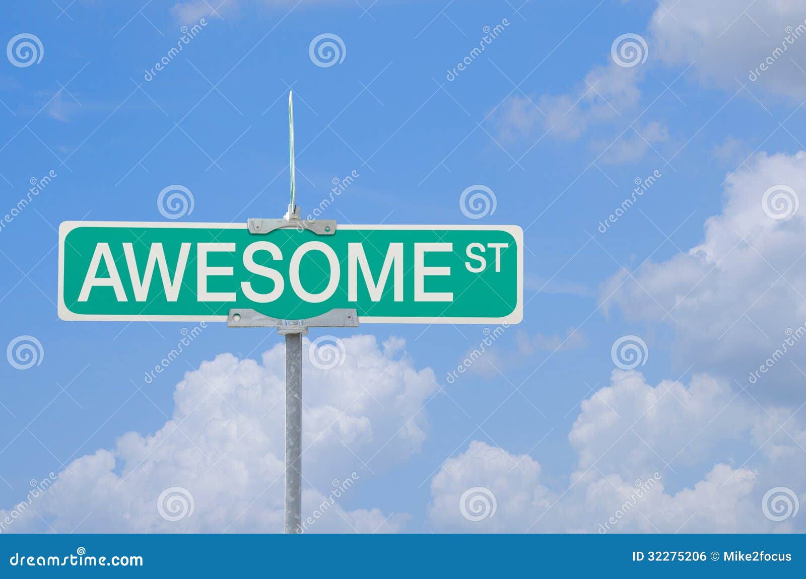 Awesome Street Sign with Blue Sky Background Stock Photo - Image of ...