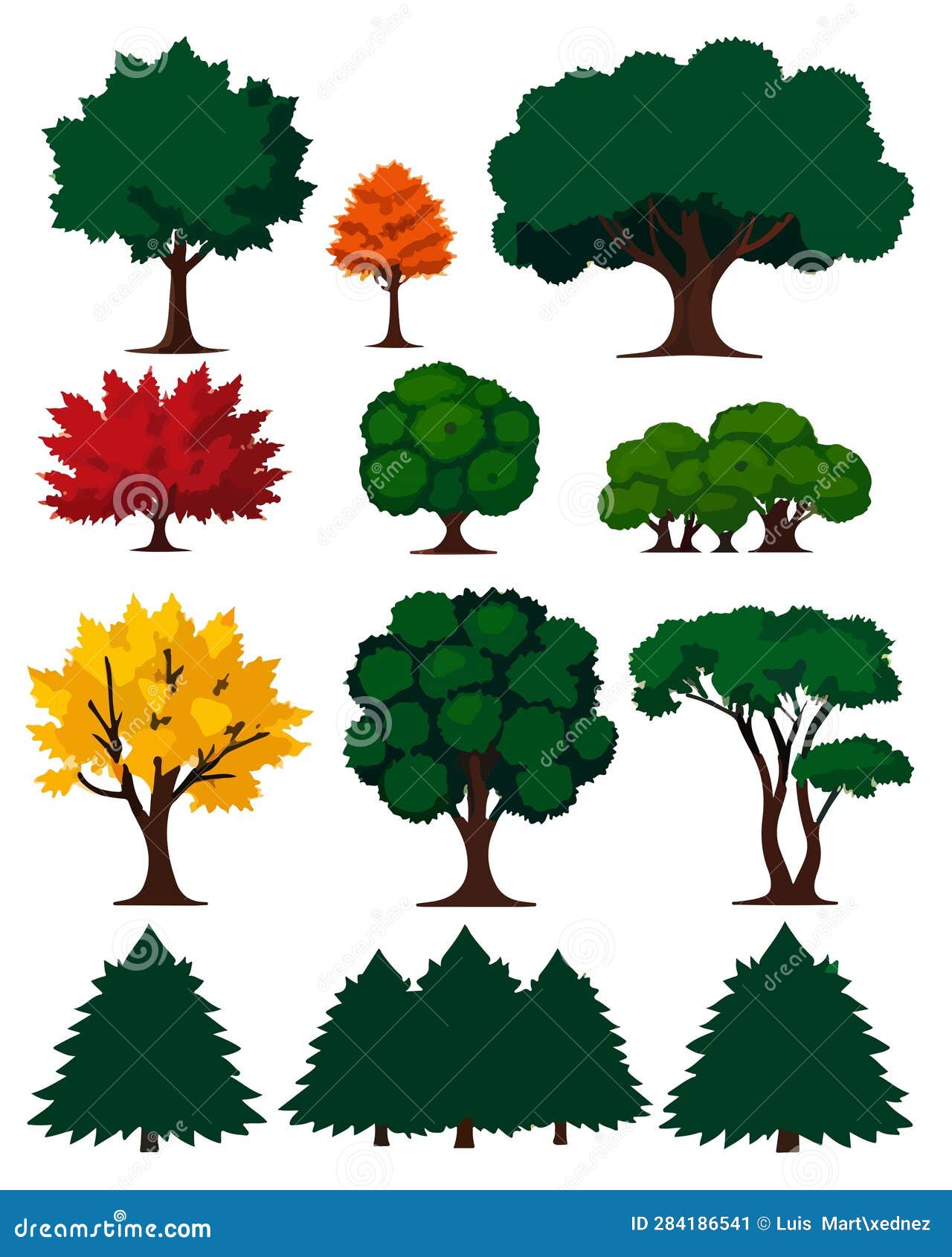 Awesome Trees Bushes Shrubs Seasesonal Vector Art Stock Vector ...