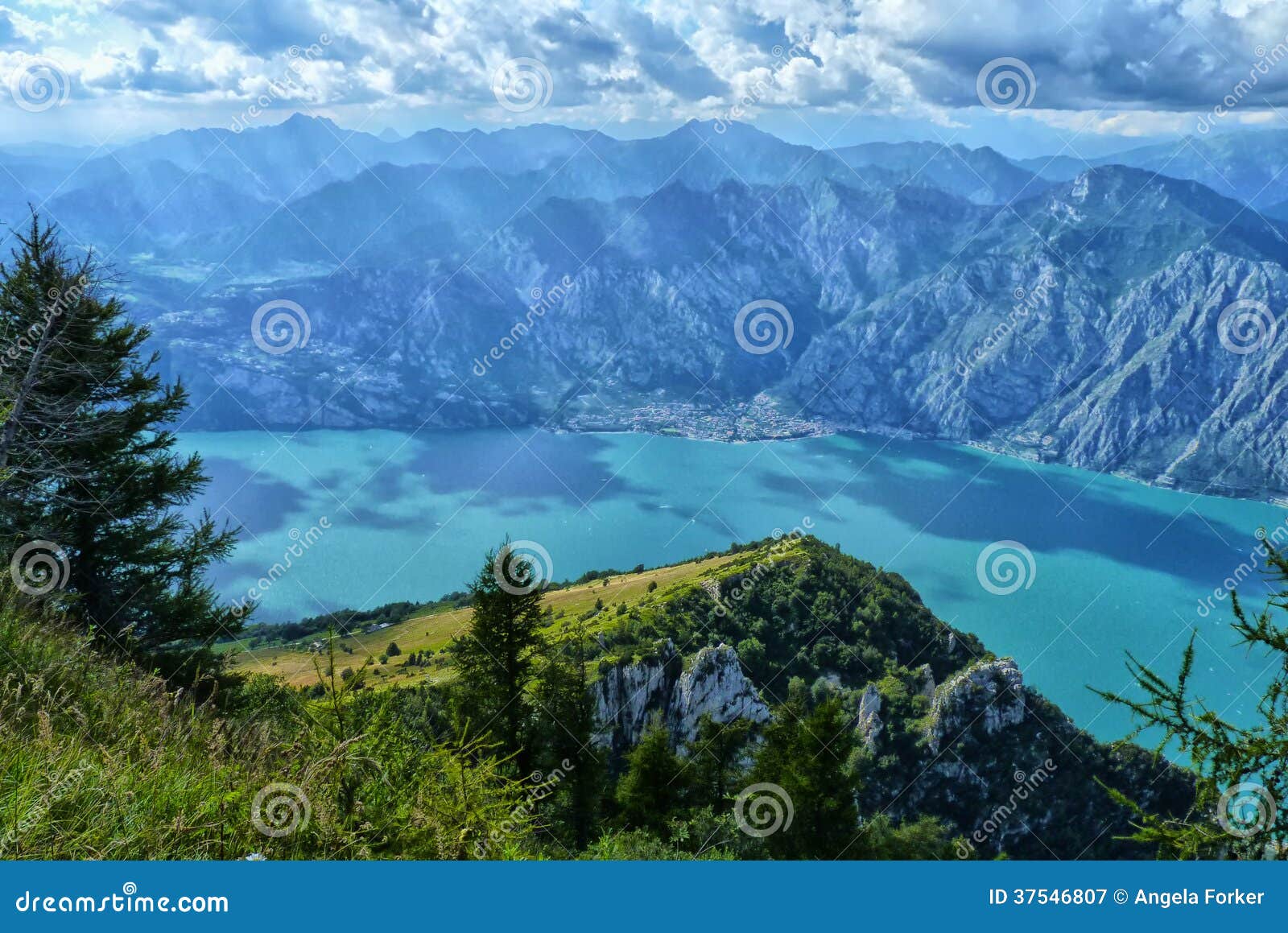 Awesome View from the Italian Alps Stock Image - Image of grass, clouds ...