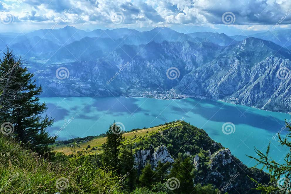 Awesome View from the Italian Alps Stock Image - Image of grass, clouds ...