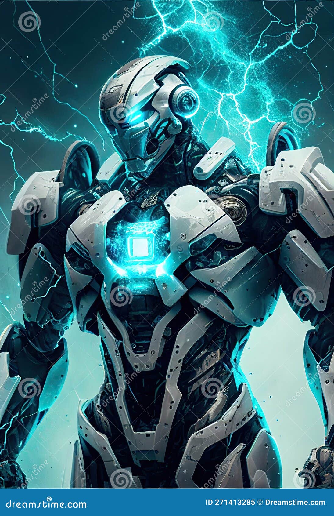 Awesome White Cosmonaut Robot, Moving, Cosmos Background. Ai Generative ...