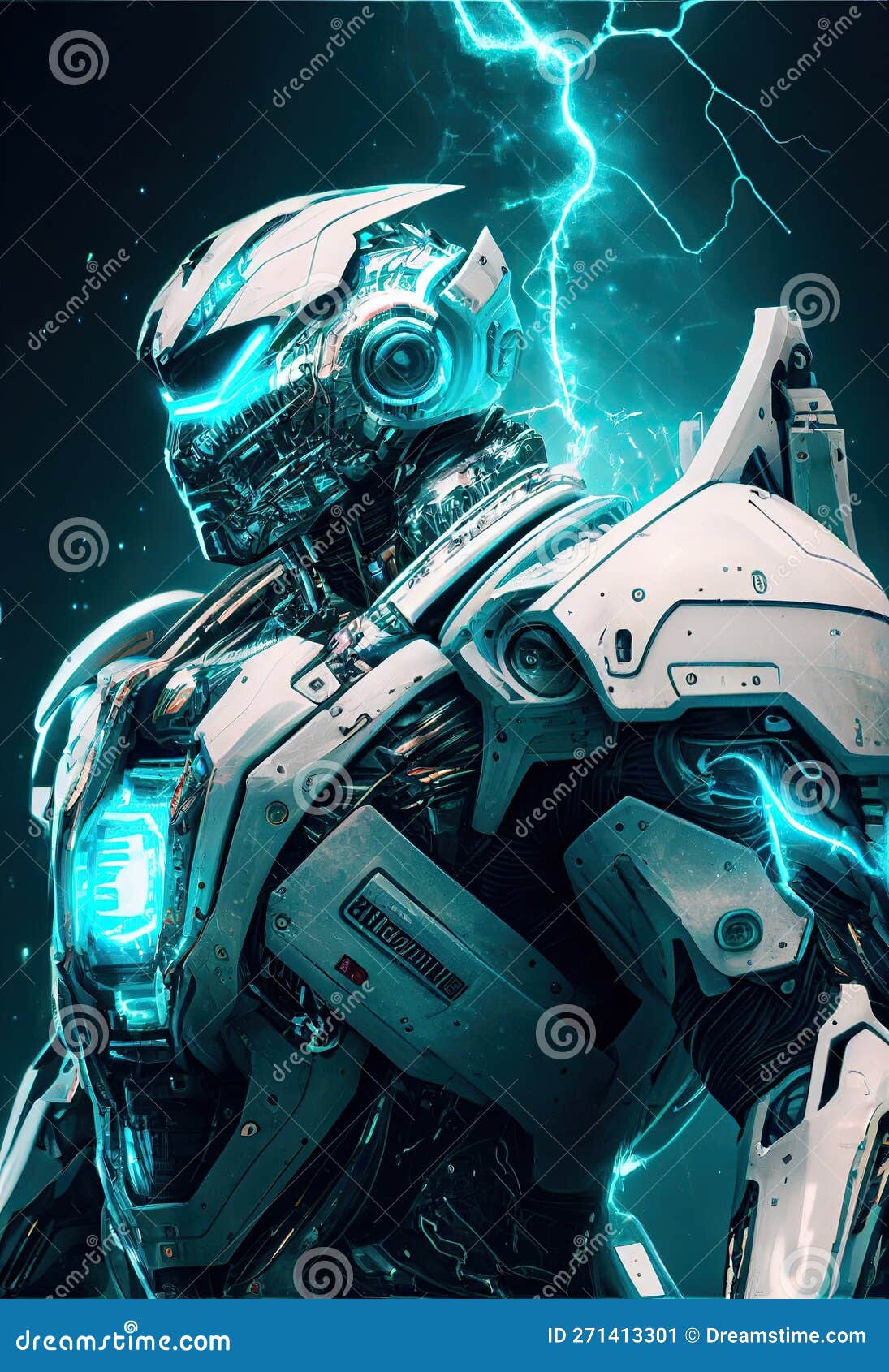 Awesome White Cosmonaut Robot, Moving, Cosmos Background. Ai Generative ...