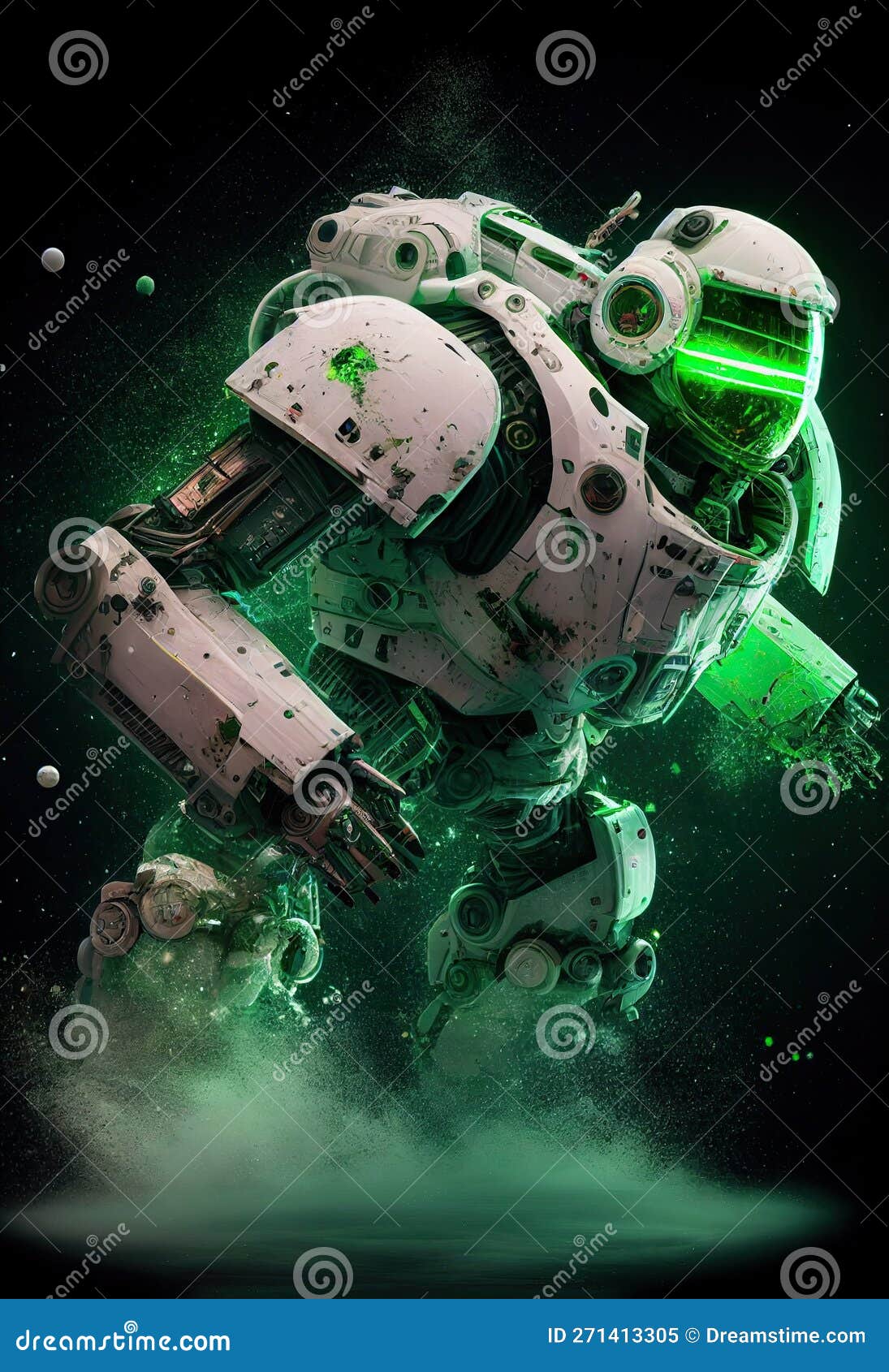 Awesome White Cosmonaut Robot, Moving, Cosmos Background. Ai Generative ...