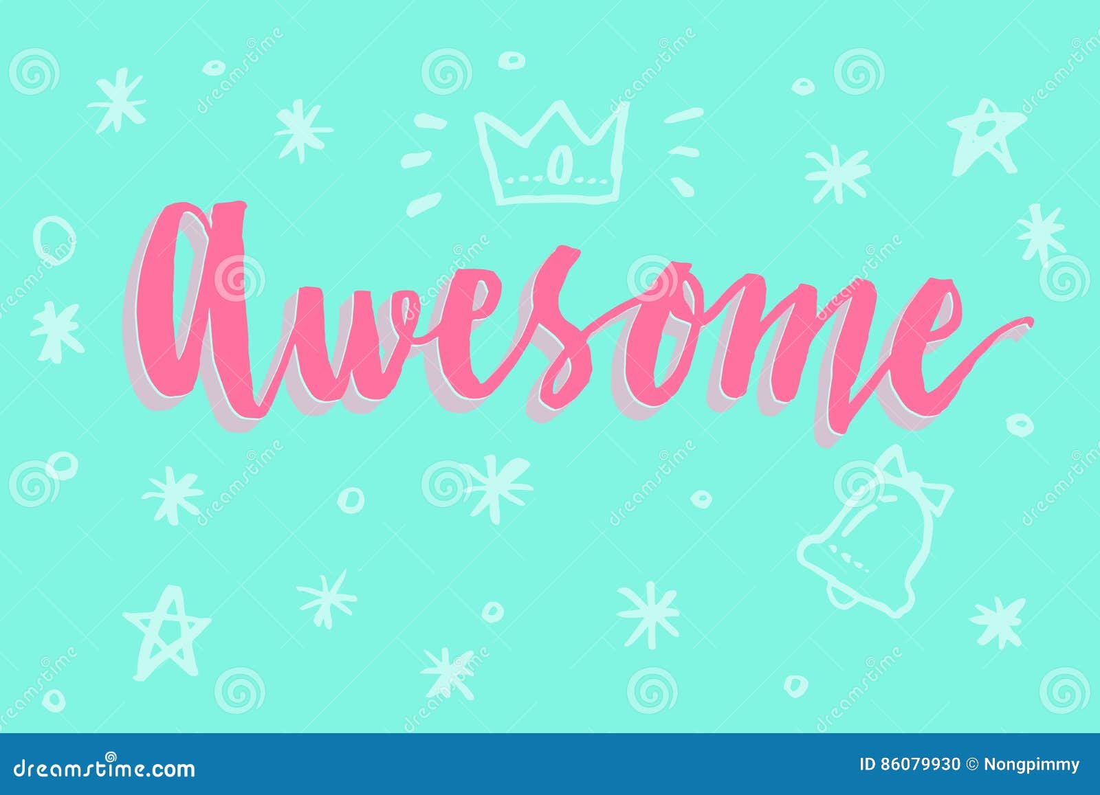 Awesome word lettering stock vector. Illustration of word - 86079930