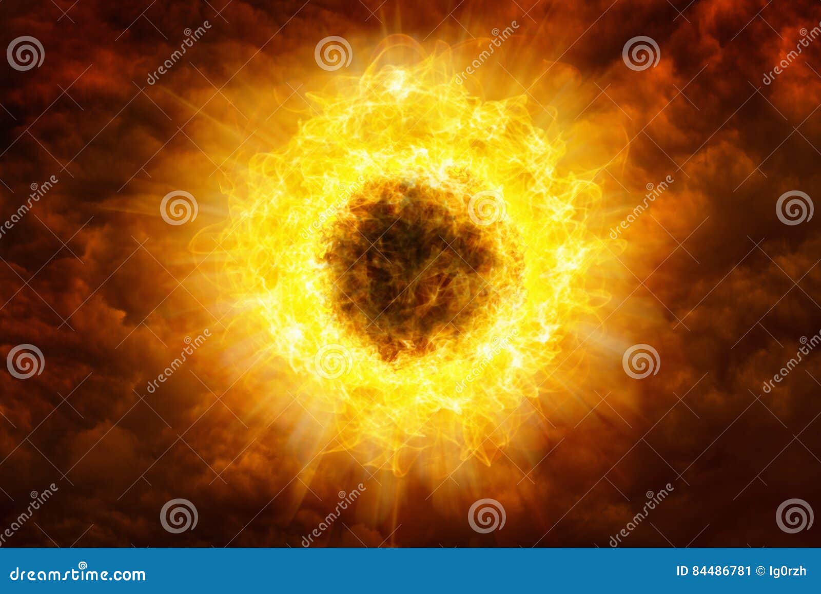 Awful Burning Evil Eye, Huge Red Explosion, Gate To Hell Stock Image ...