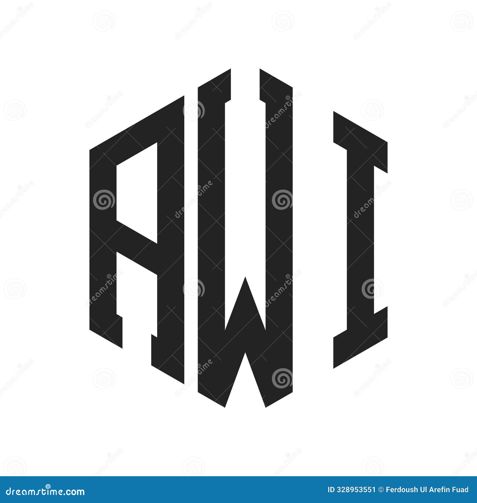 AWI Logo Design. Initial Letter AWI Monogram Logo Using Hexagon Shape ...
