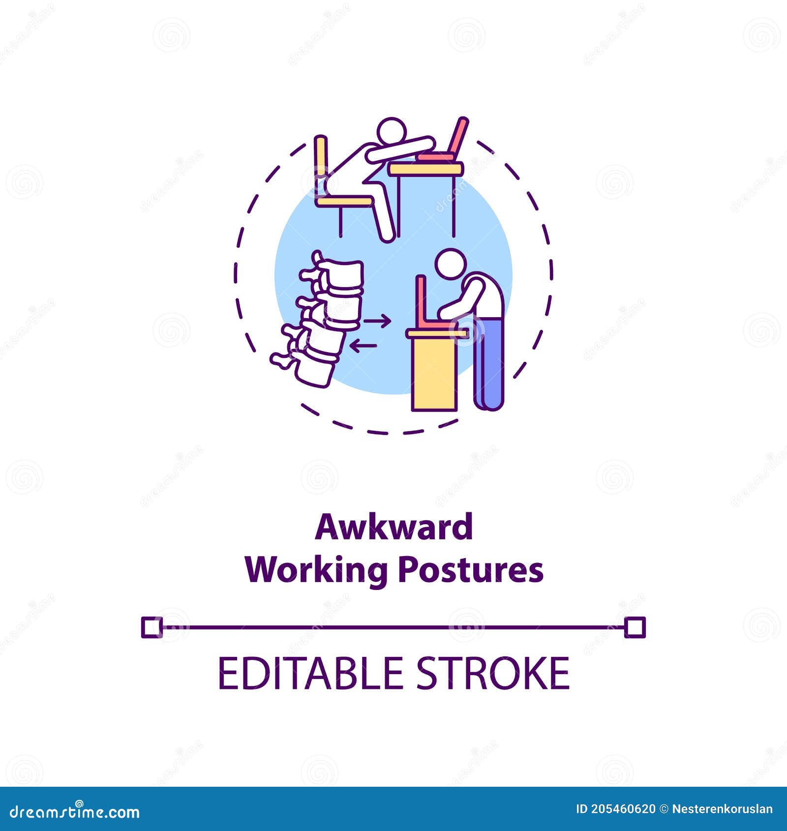 Awkward Working Postures Concept Icon Vector Illustration ...
