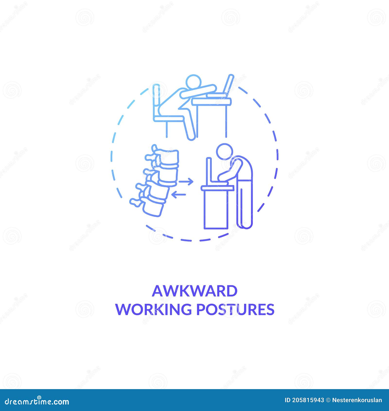 Awkward Working Postures Concept Icon Stock Vector - Illustration of ...