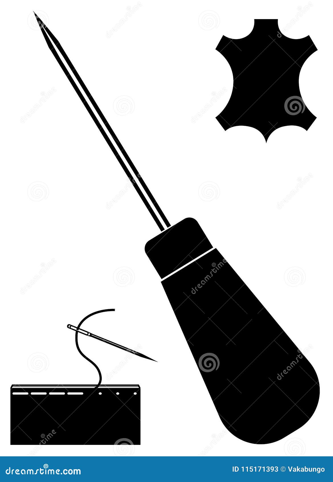 Awl, Needle, Leather Icon. Leather Working Tools. Stock Vector ...