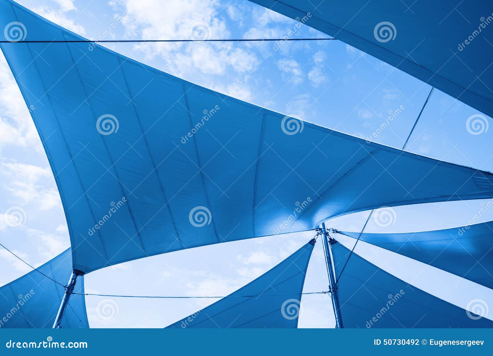 Awnings in Sails Shape Over Cloudy Sky Stock Photo - Image of canopy ...