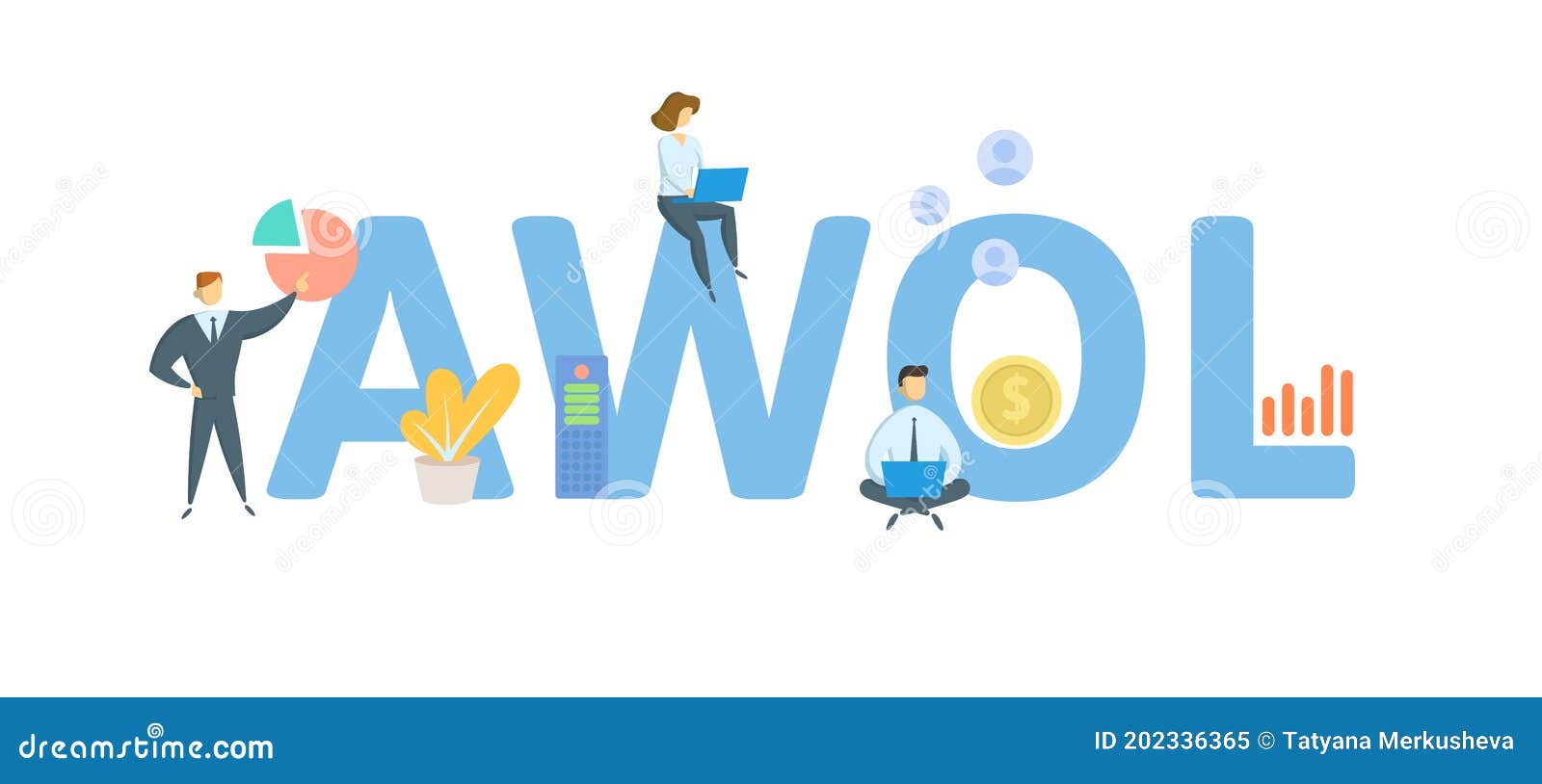 Awol Absent Without Leave Concept With Keywords People And Icons Flat Vector Illustration
