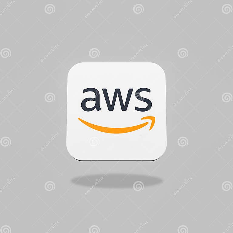 AWS, Amazon Web Services App Icon on Flat Gray Background Editorial ...