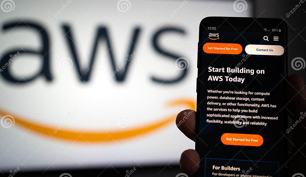 AWS Amazon Web Services - Logo on Mobile Phone Editorial Image - Image ...