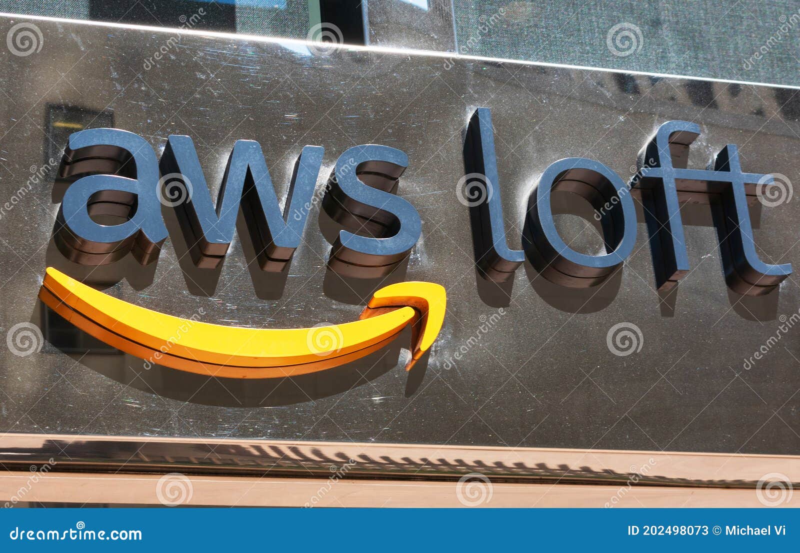 AWS Loft Sign on the Facade of Amazon Office for AWS Customers ...
