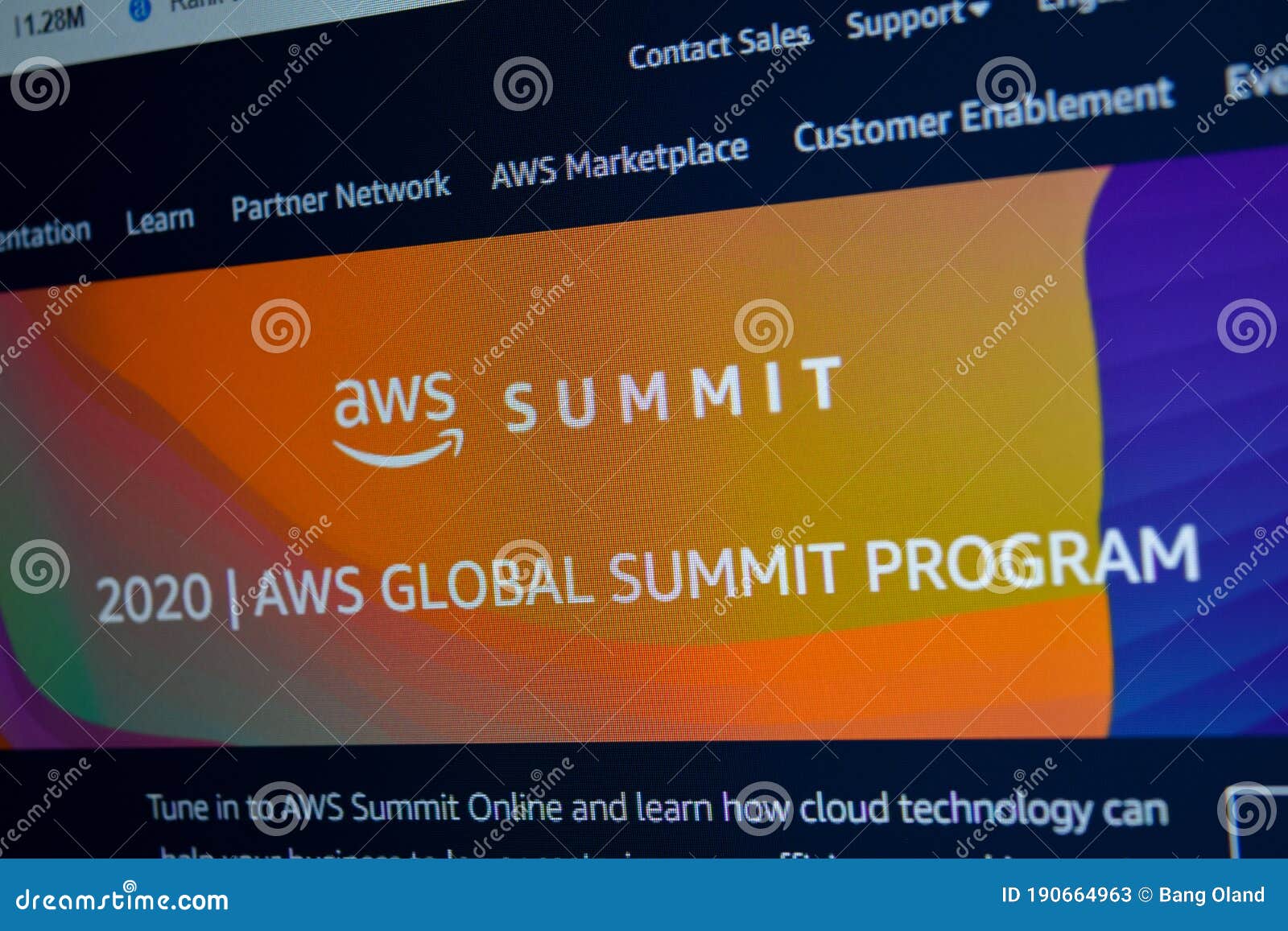 AWS Summit Website Home Page on Computer Screen. AWS Summit is a Web ...