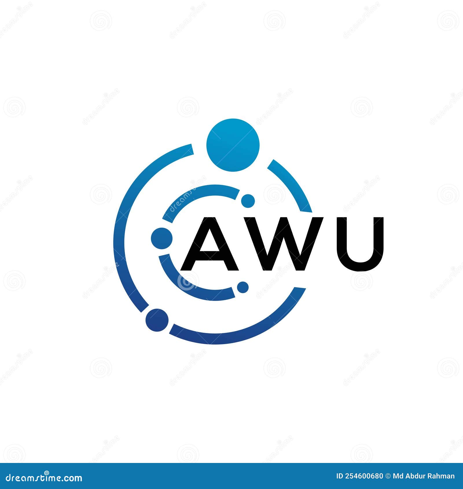 AWU Letter Logo Design on Black Background. AWU Creative Initials ...