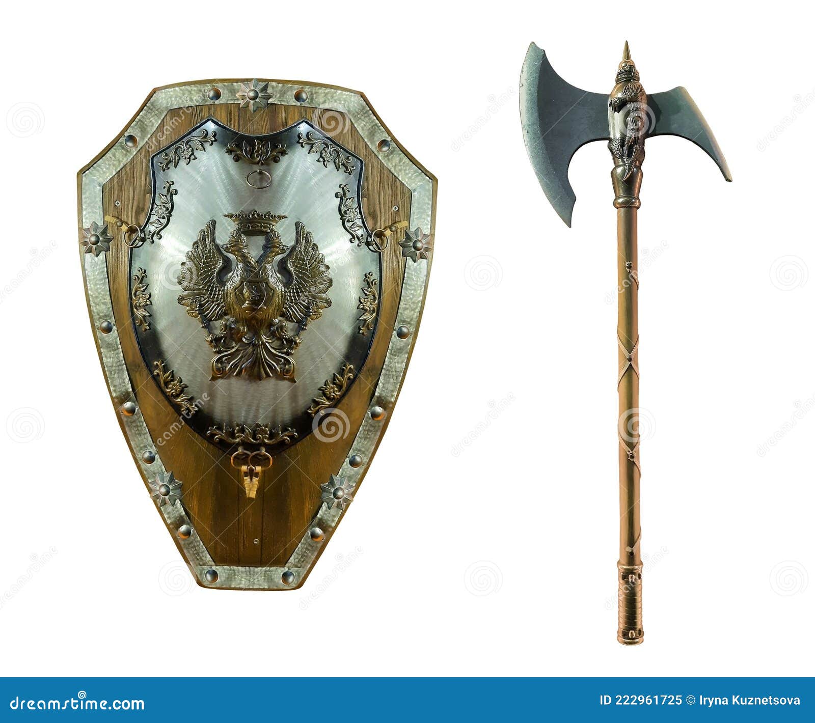 Ax Battle and Shield on White Bg Stock Image - Image of battle, closeup ...