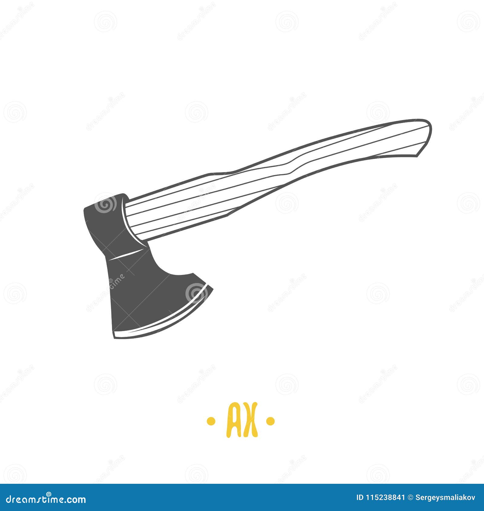 Ax. Black and White Illustration. Stock Vector - Illustration of ...