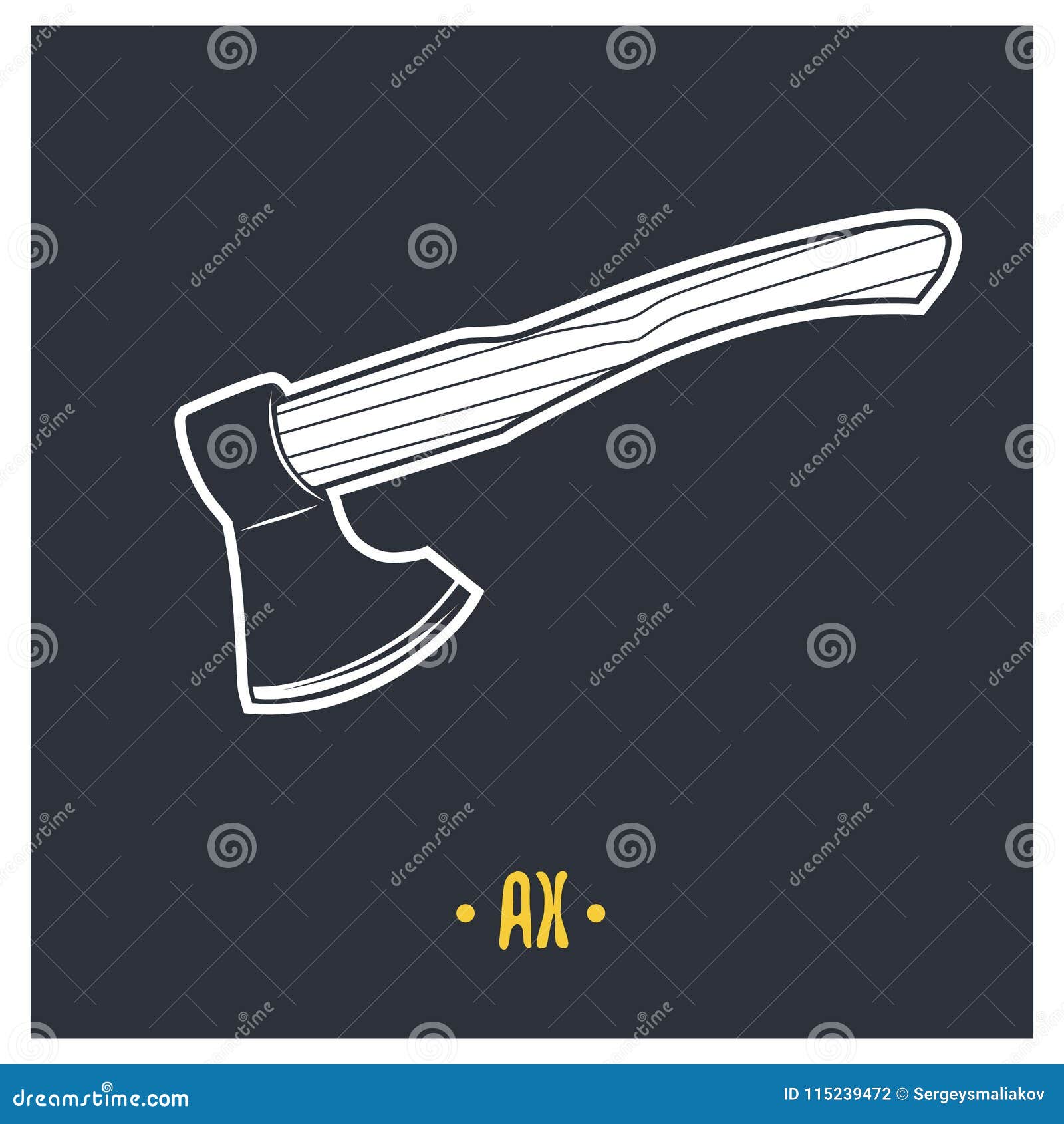 Ax. Black and White Illustration. Stock Vector - Illustration of icon ...