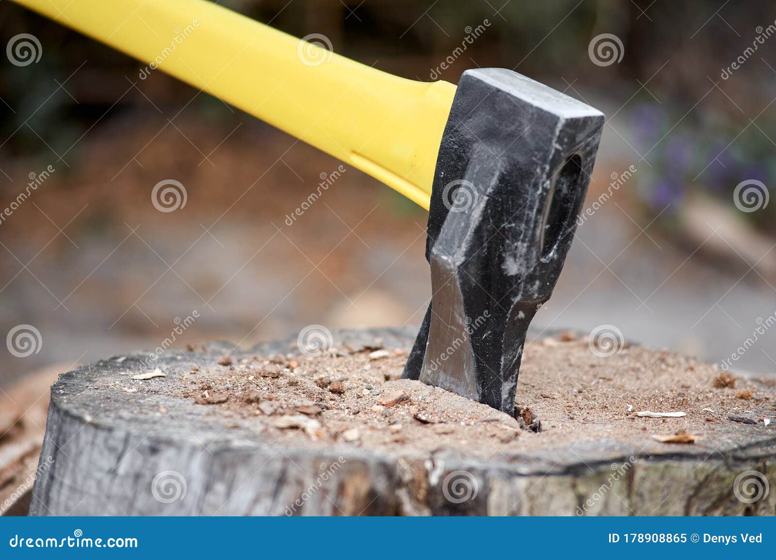 Ax Chopping Wood for Logs, Spring, Village Stock Image - Image of ...