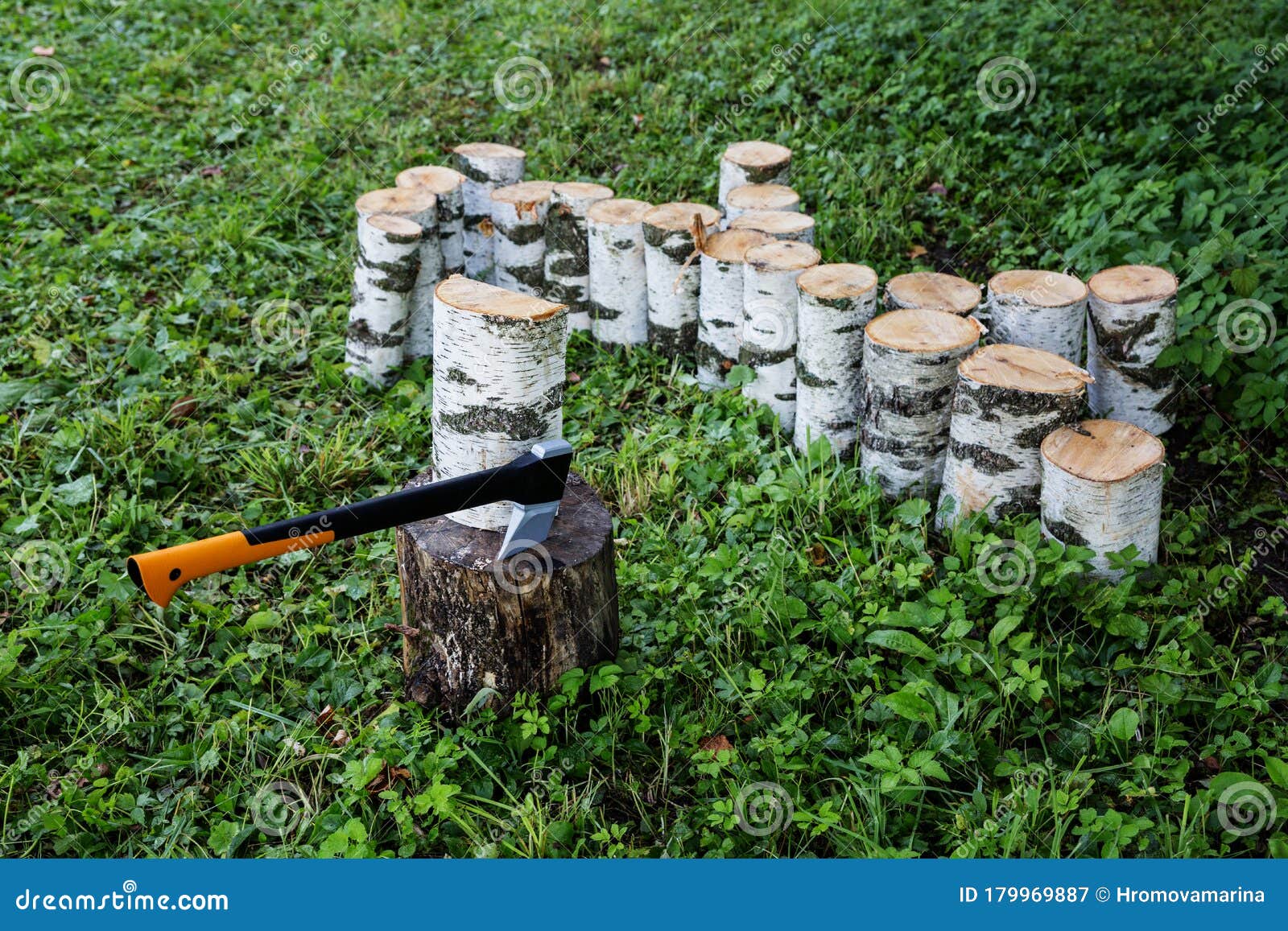 An Ax Cleaver Stuck In A Log On The Background Royalty-Free Stock Photo ...