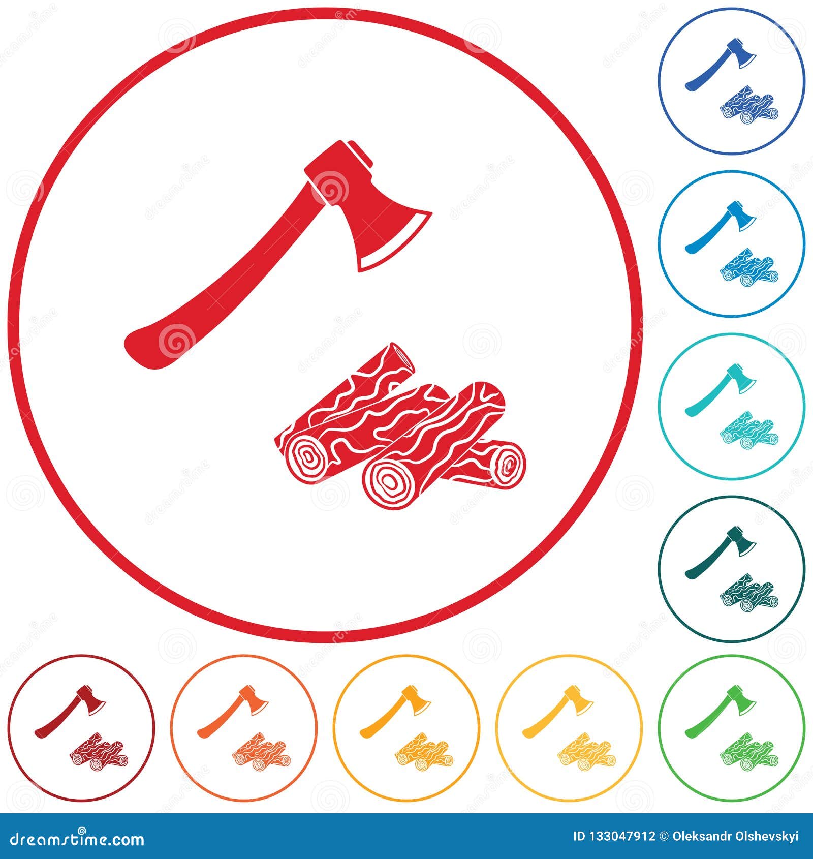 The ax and firewood icon stock vector. Illustration of industrial ...