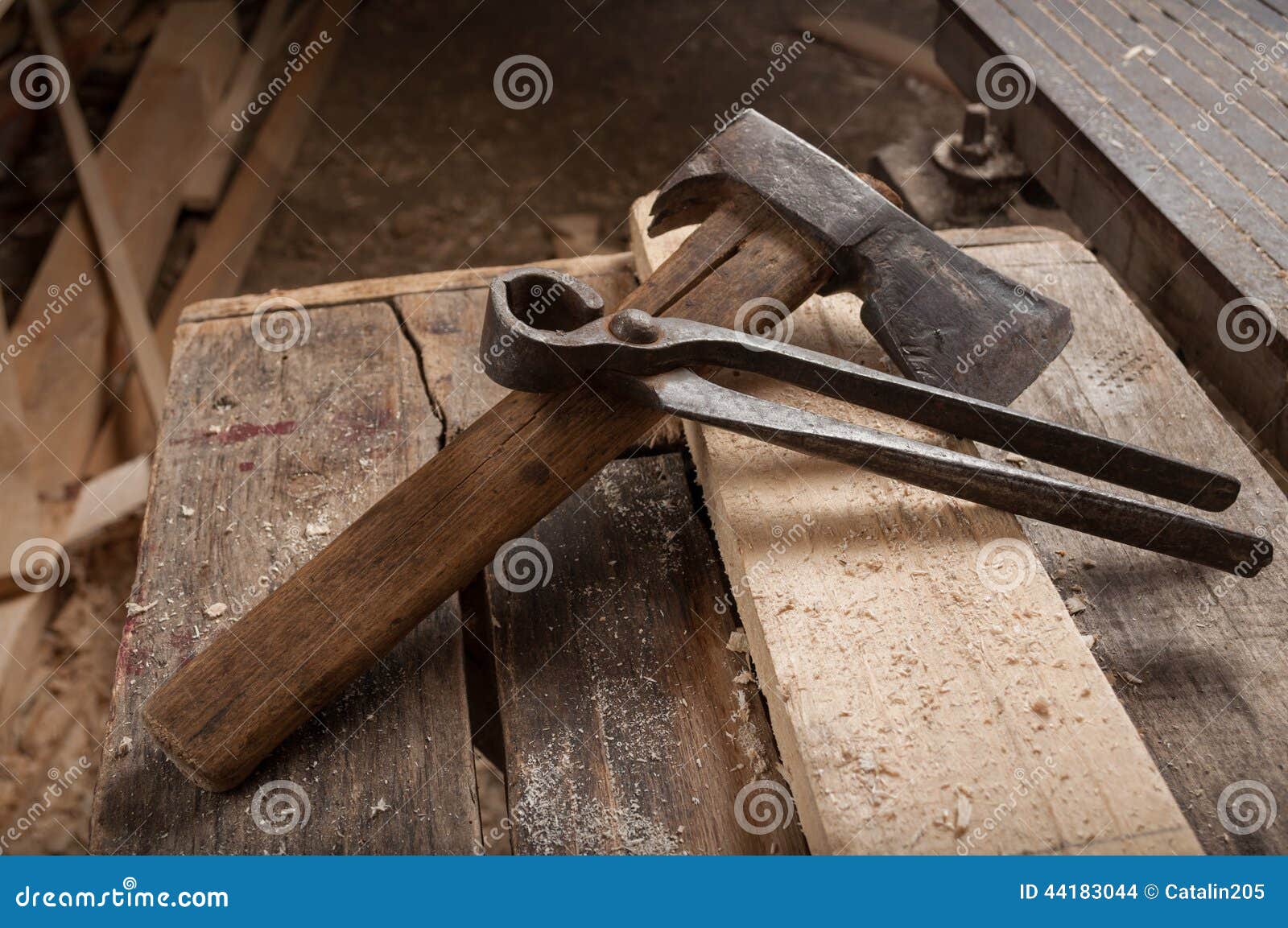 Ax or hatchet and pliers stock photo. Image of work, sharp - 44183044