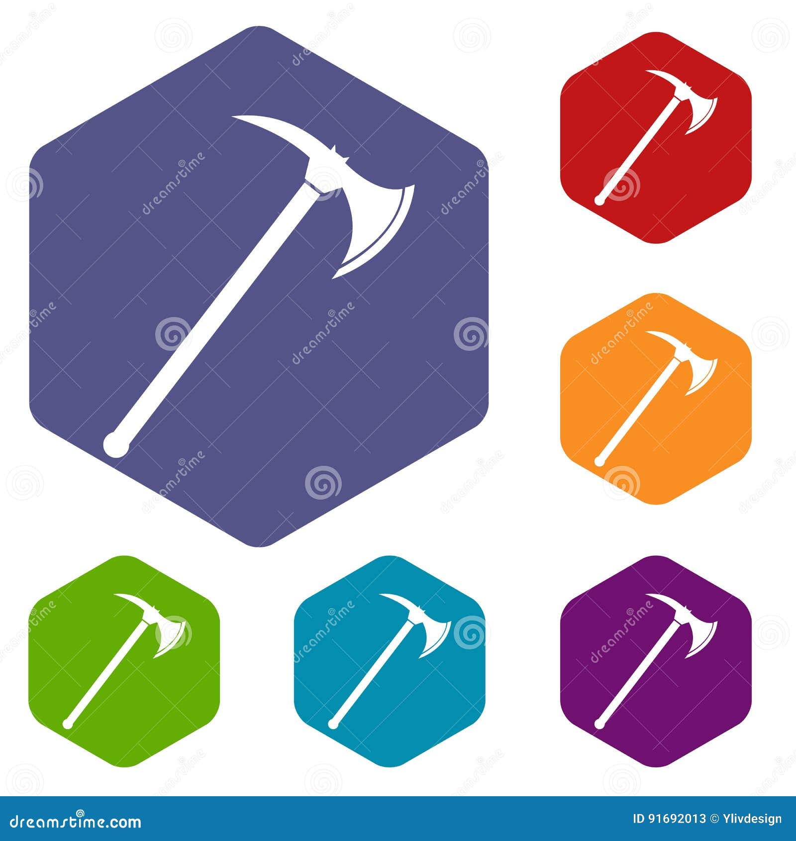 Ax icons set hexagon stock vector. Illustration of flat - 91692013
