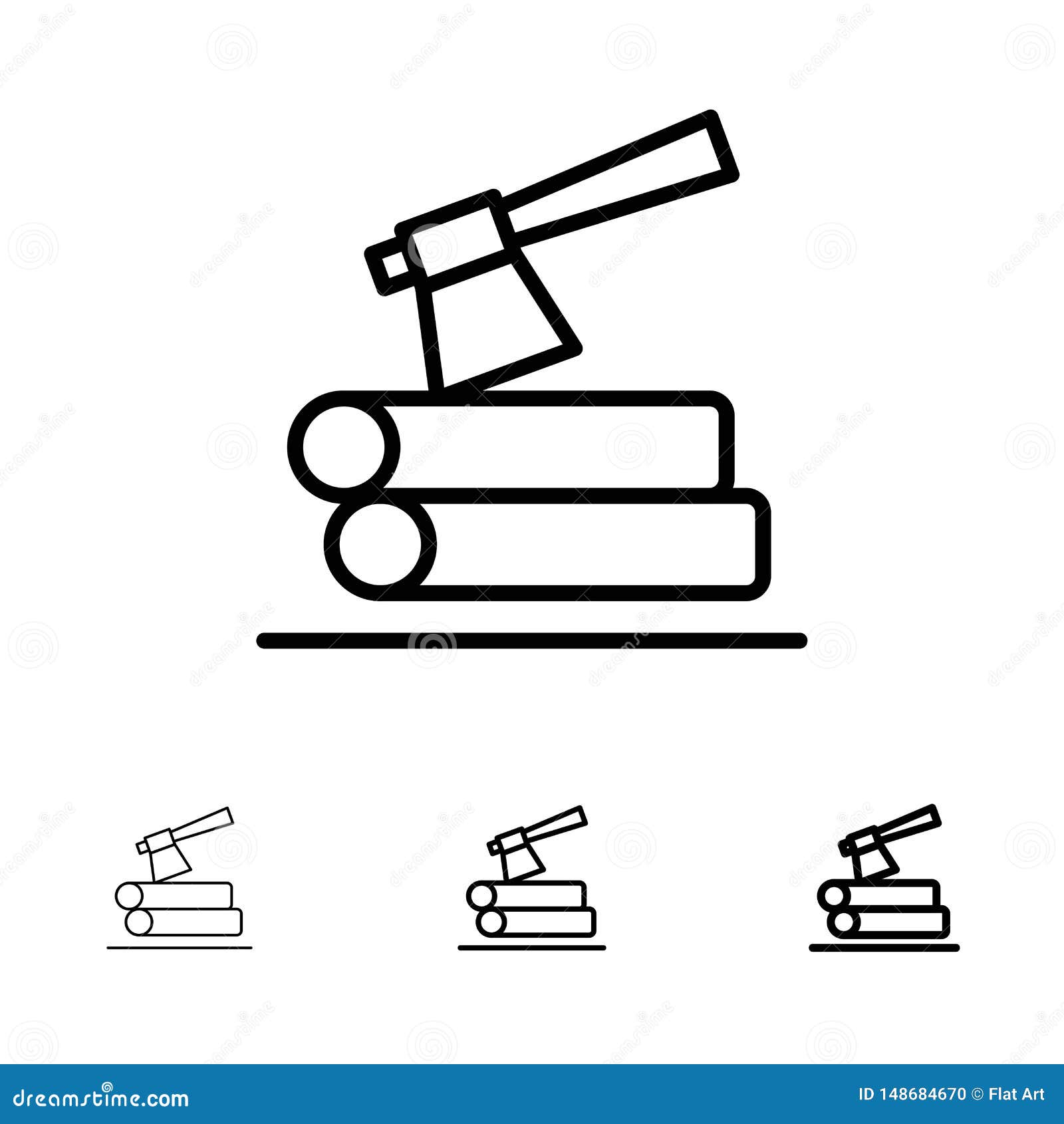 Ax, Log, Timber, Wood Bold and Thin Black Line Icon Set Stock Vector ...