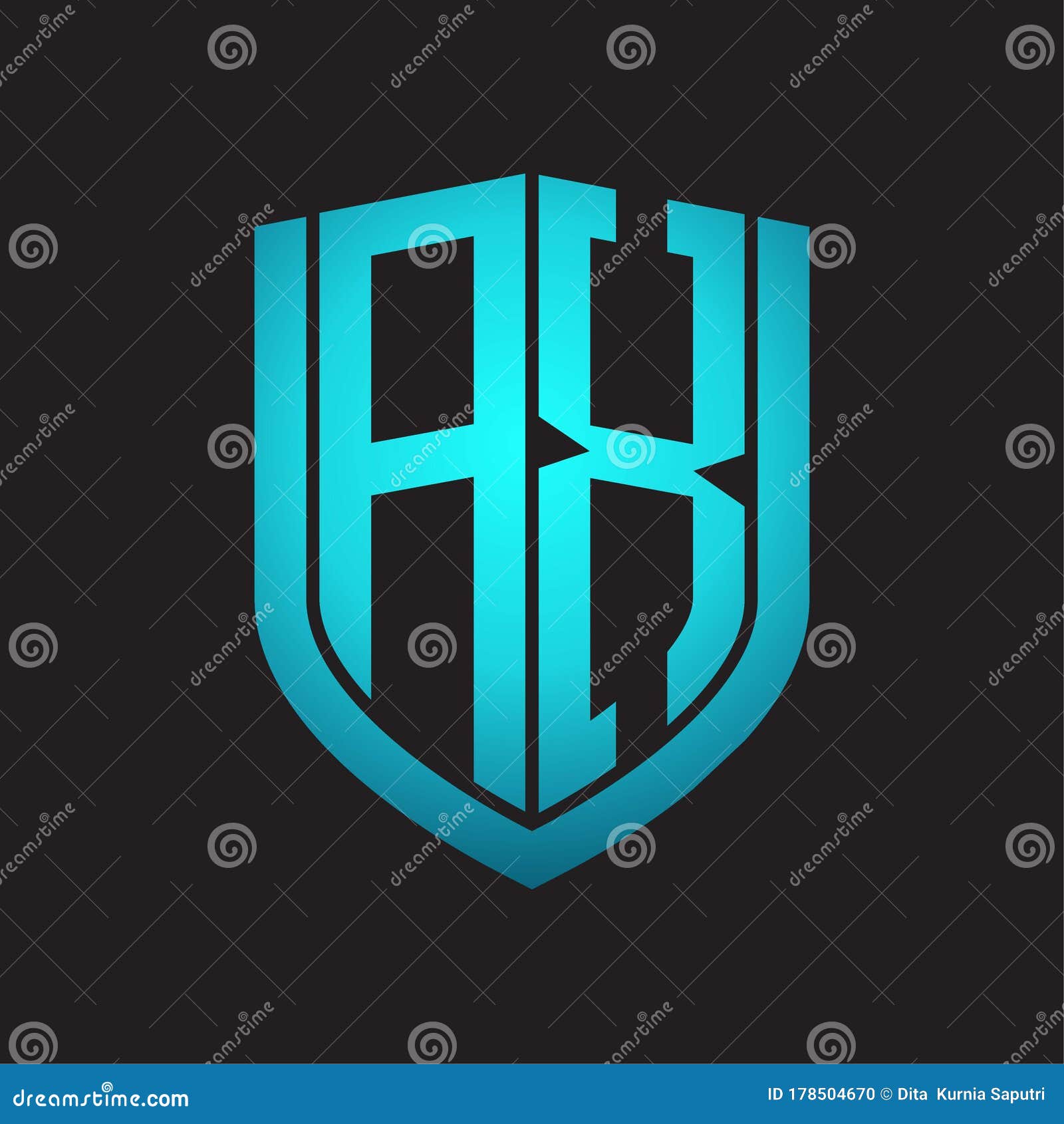 AX Logo Monogram with Emblem Shield Design Isolated with Blue Colors on ...
