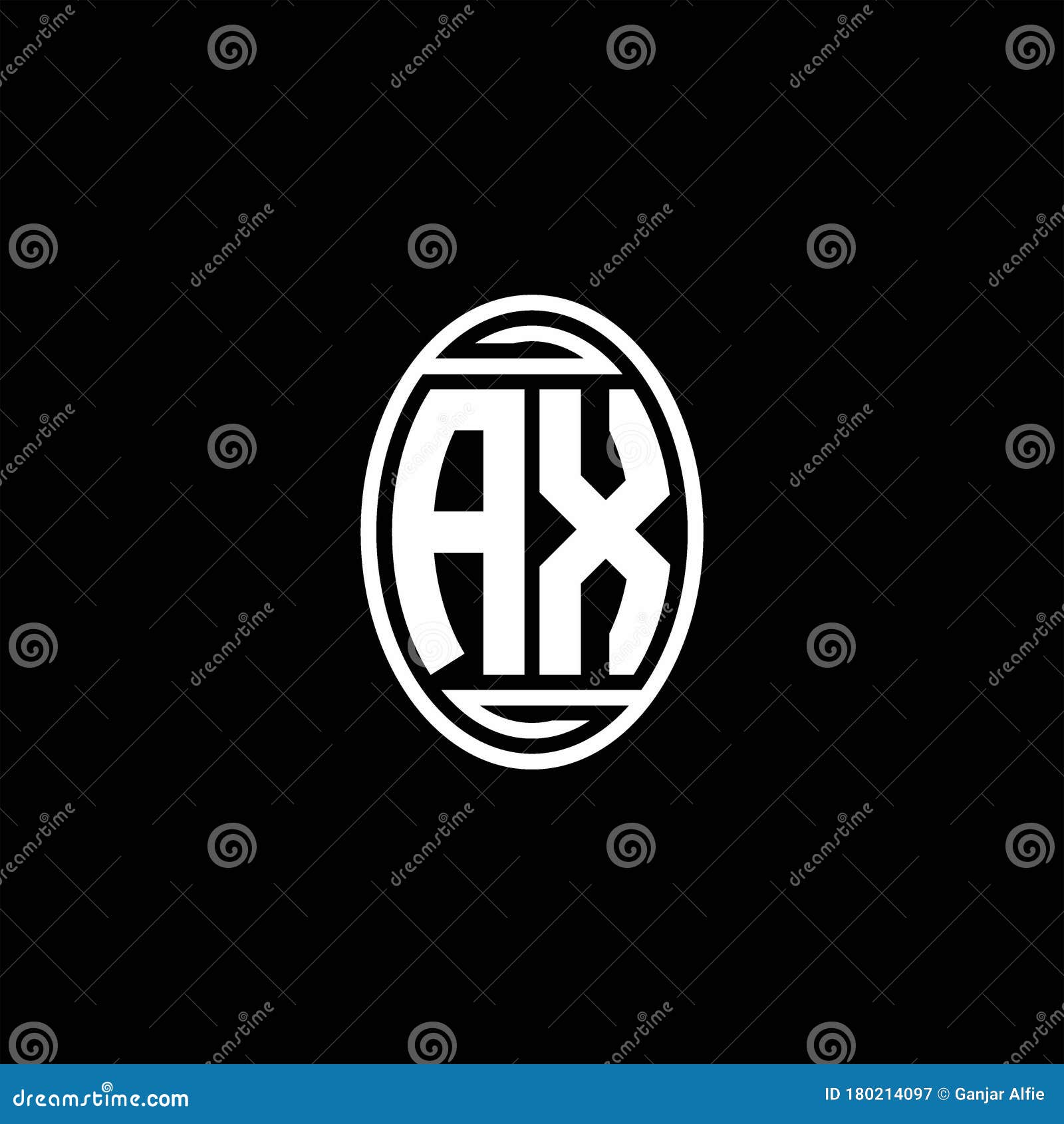 AX Monogram Logo Isolated on Oval Rotate Shape Stock Vector ...