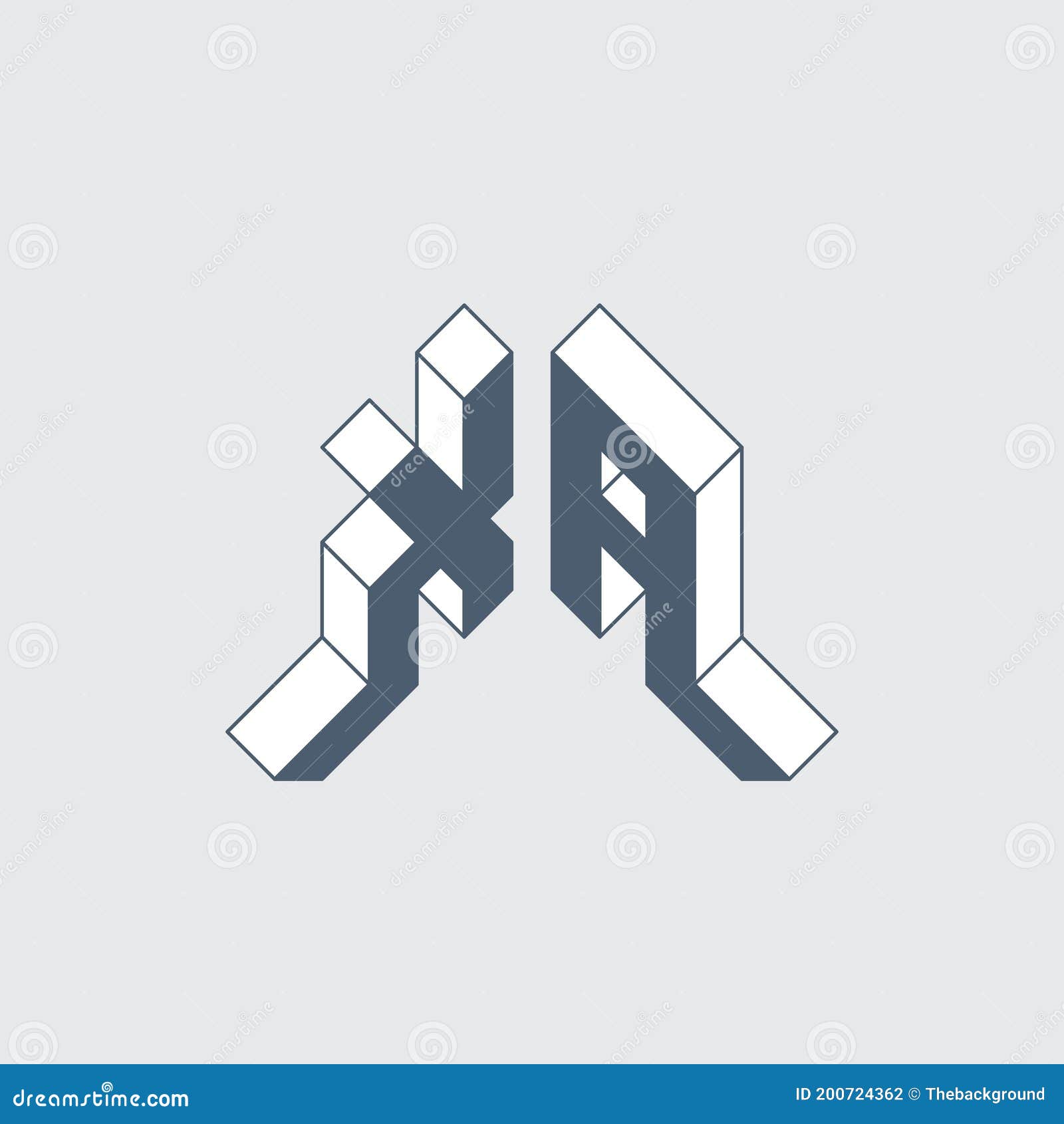 AX - Monogram or Logotype. Isometric 3d Font for Design. Volume ...