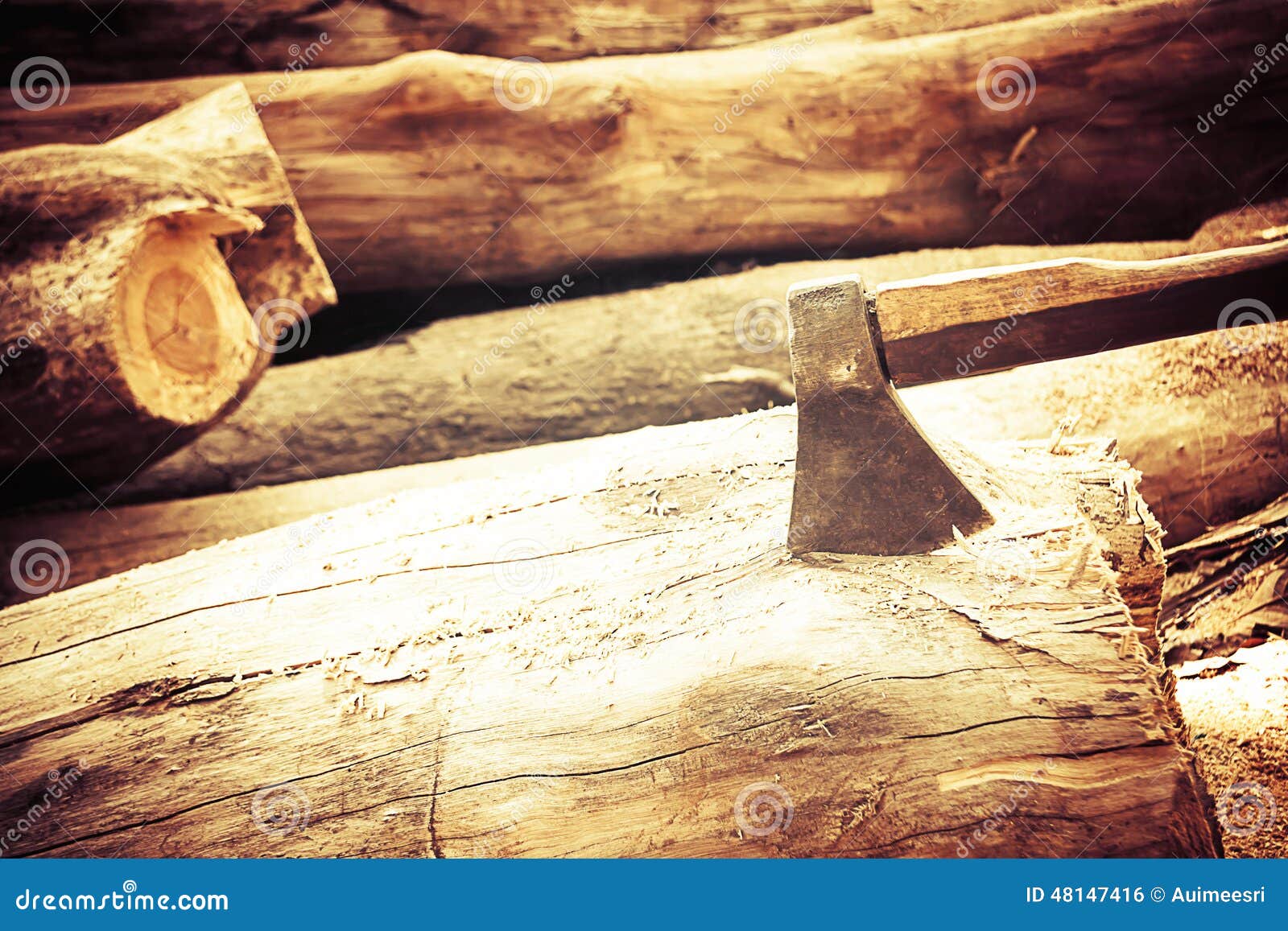Ax on the timber. stock photo. Image of industry, lumberjack - 48147416