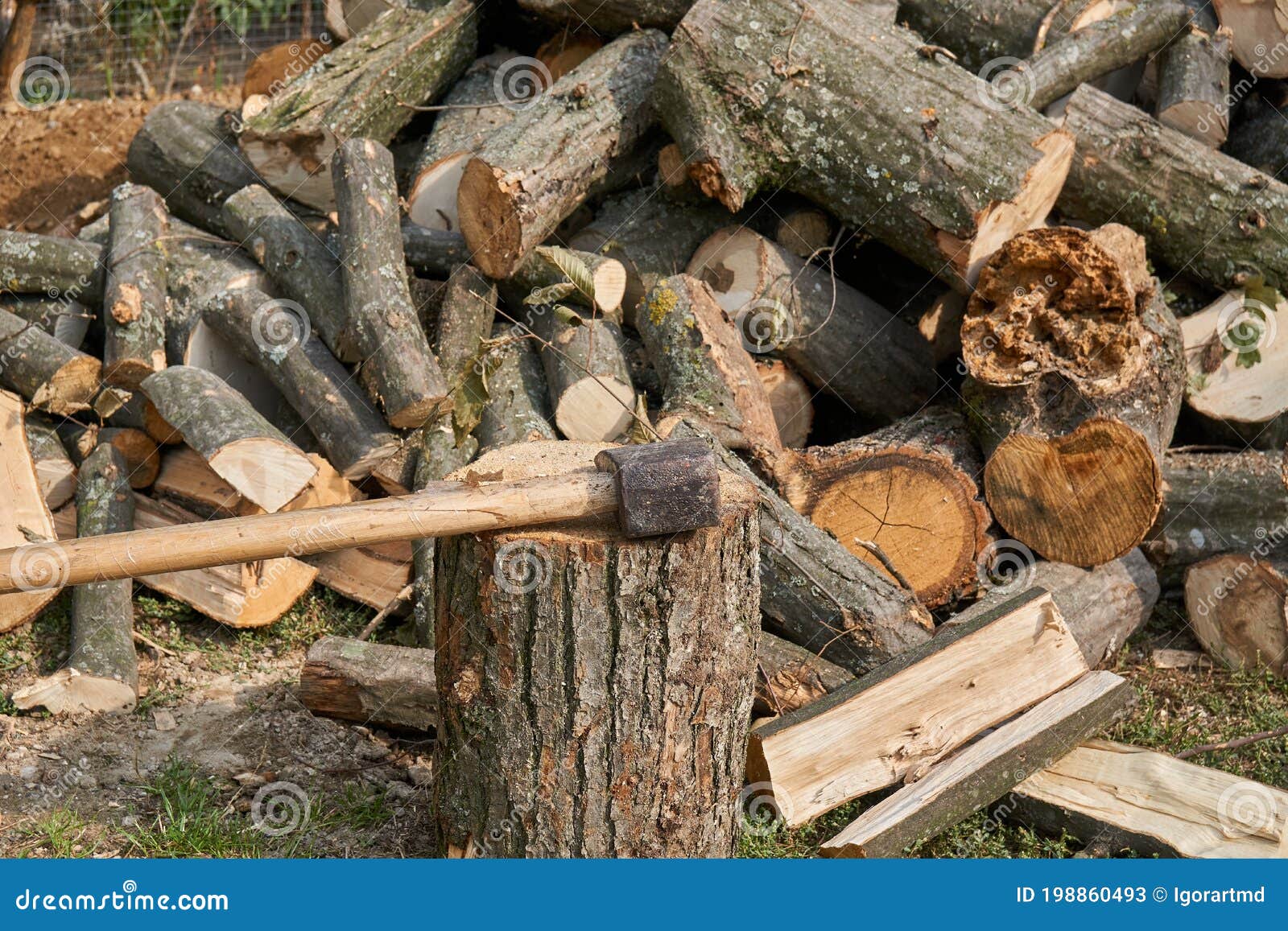 Axe in Chopping Block stock image. Image of chop, firewood - 198860493
