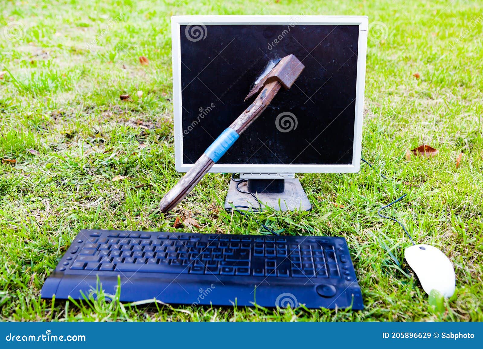 Axe in the Computer Monitor Stock Image - Image of concept, computer ...