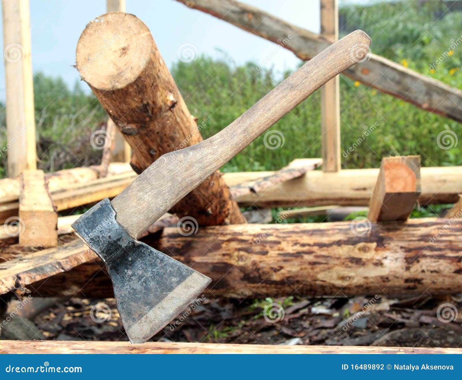Axe at the Construction Area Stock Photo - Image of wood, home: 16489892
