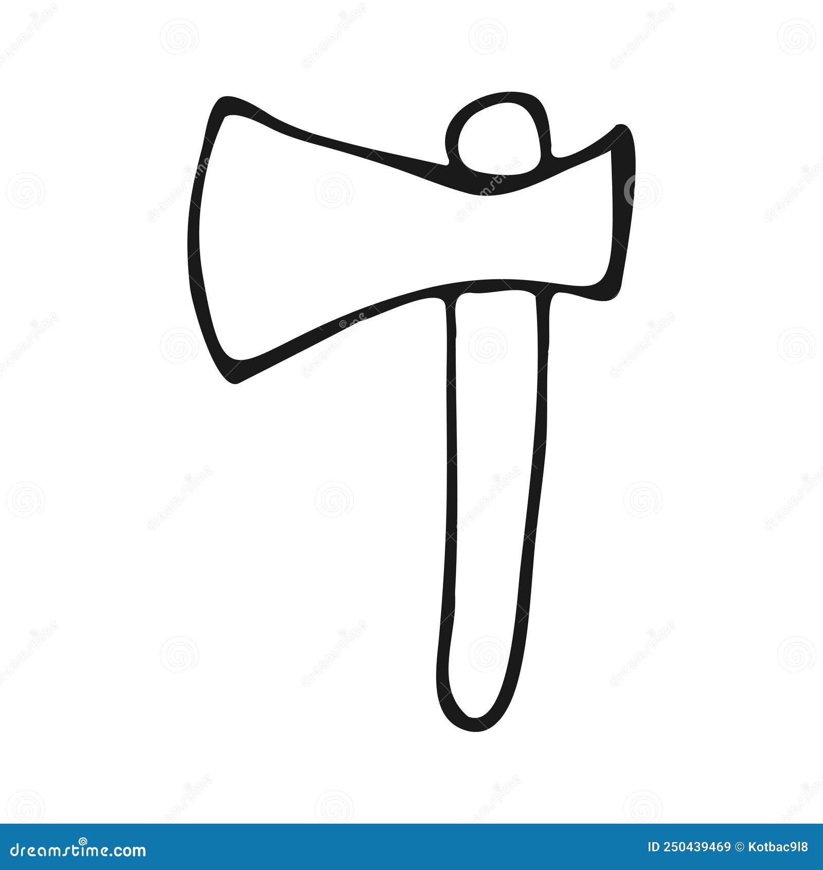 Axe Hand Drawn in Black Outline. Stock Vector - Illustration of outline, hand: 250439469
