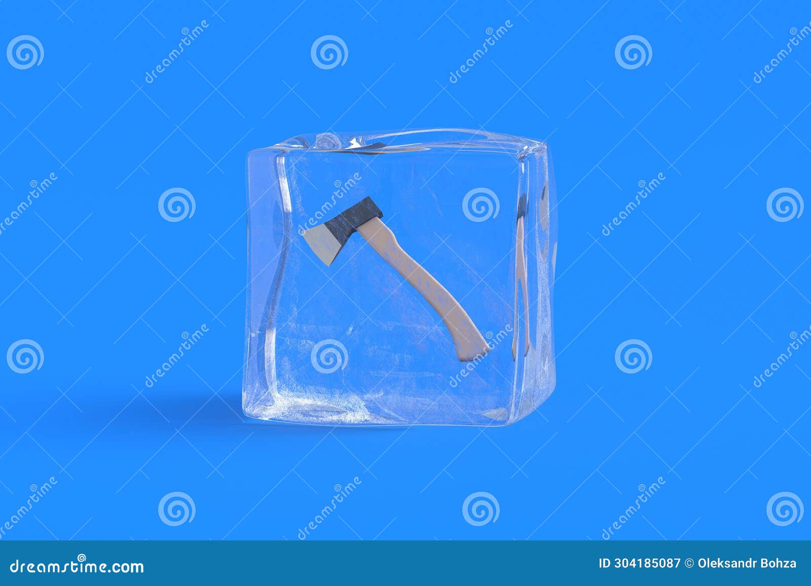 Axe in ice cube. stock illustration. Illustration of sharp - 304185087