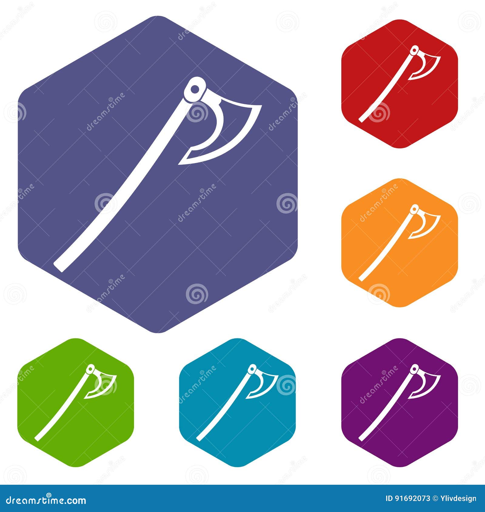 Axe icons set hexagon stock vector. Illustration of flat - 91692073
