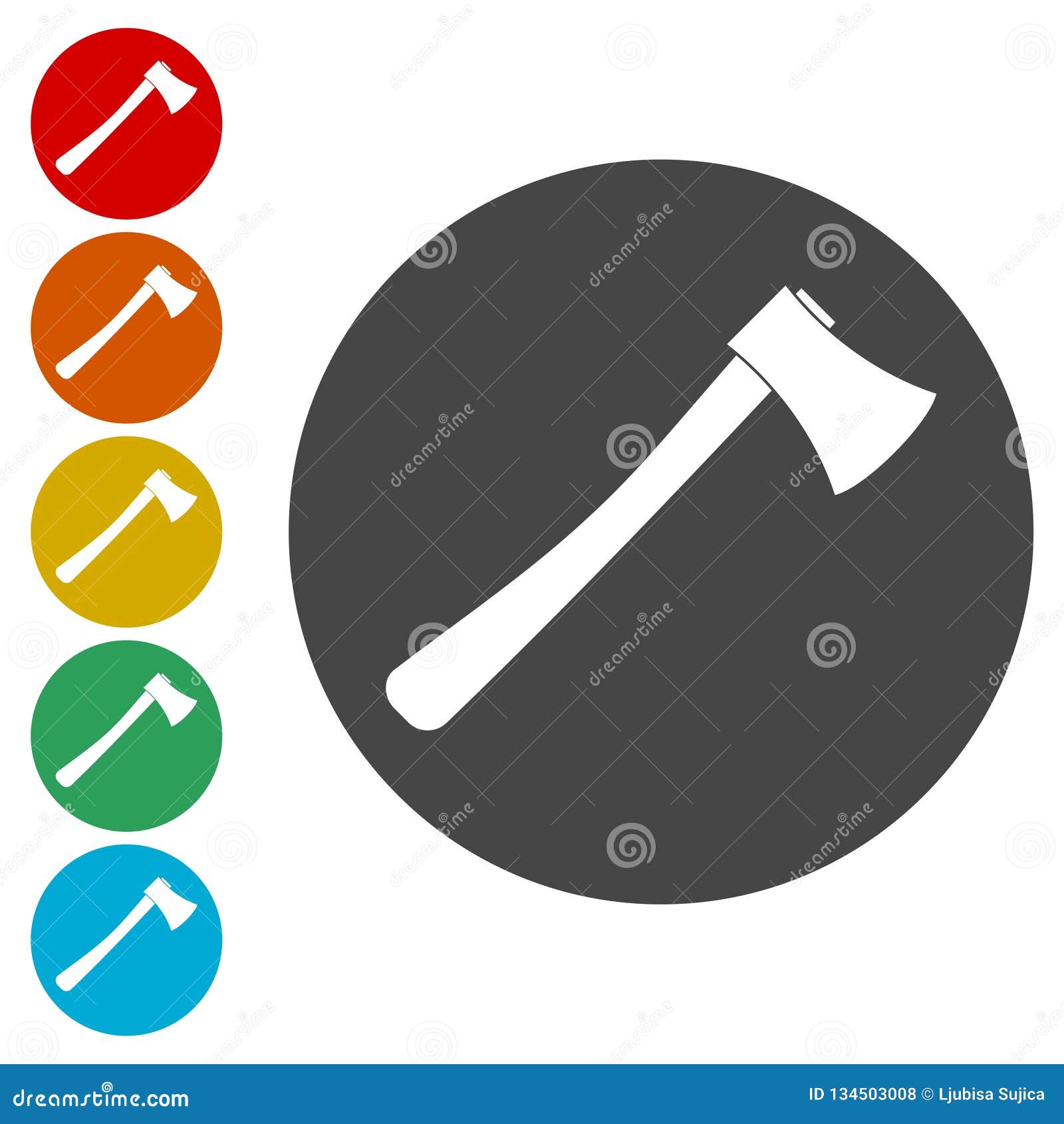 Axe Icons set stock vector. Illustration of flat, equipment - 134503008