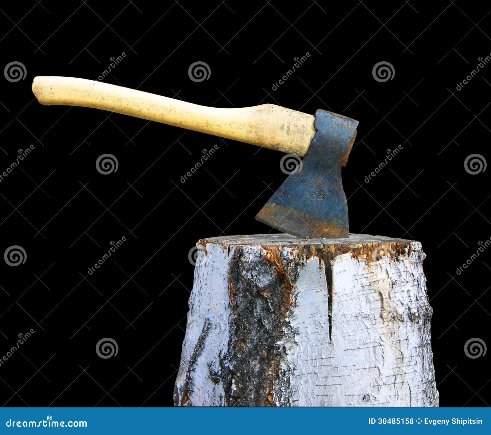 Axe and Log on Black Background Stock Photo - Image of black ...